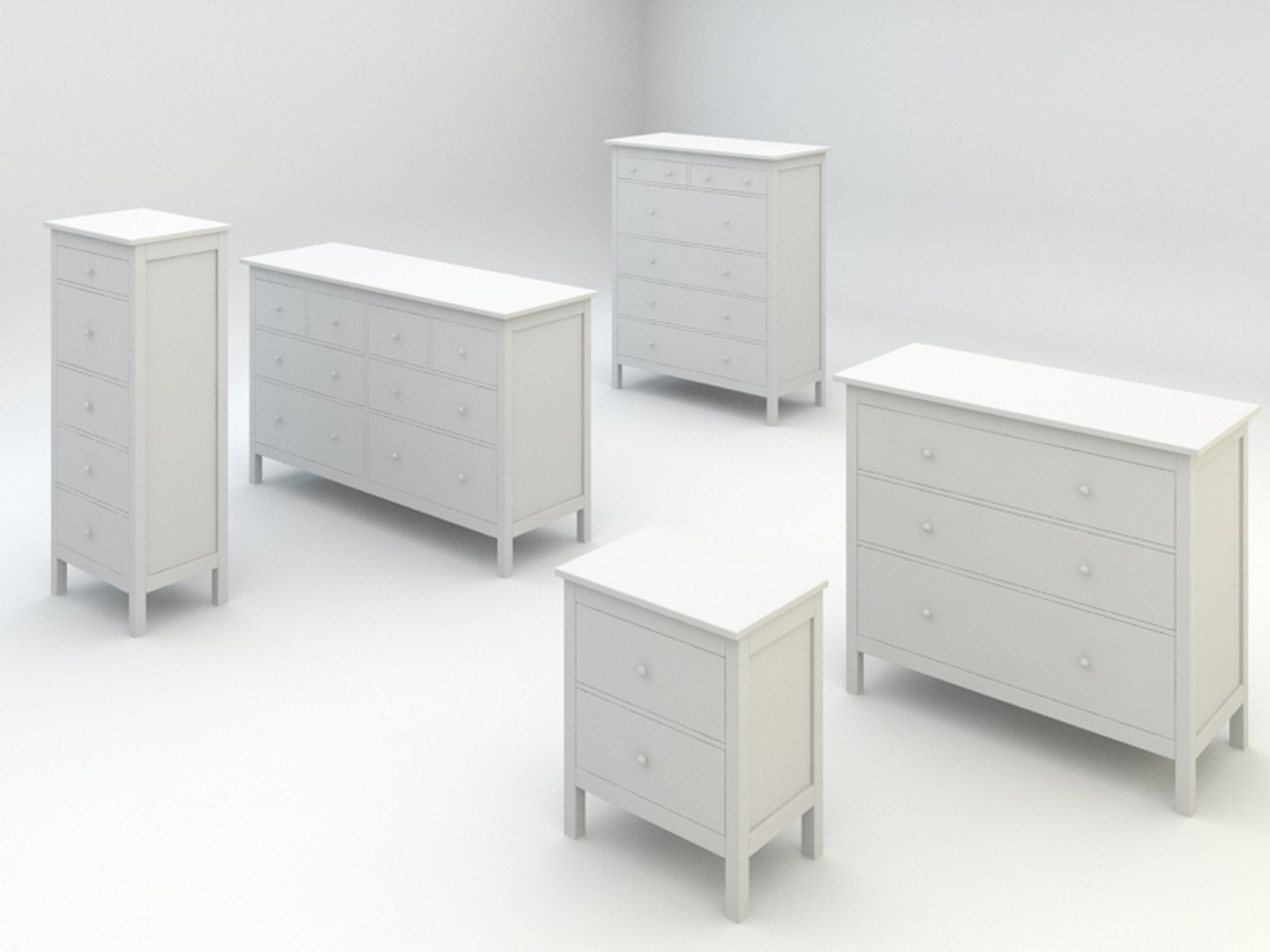Hemnes Bedroom Drawers Chests 3d Model