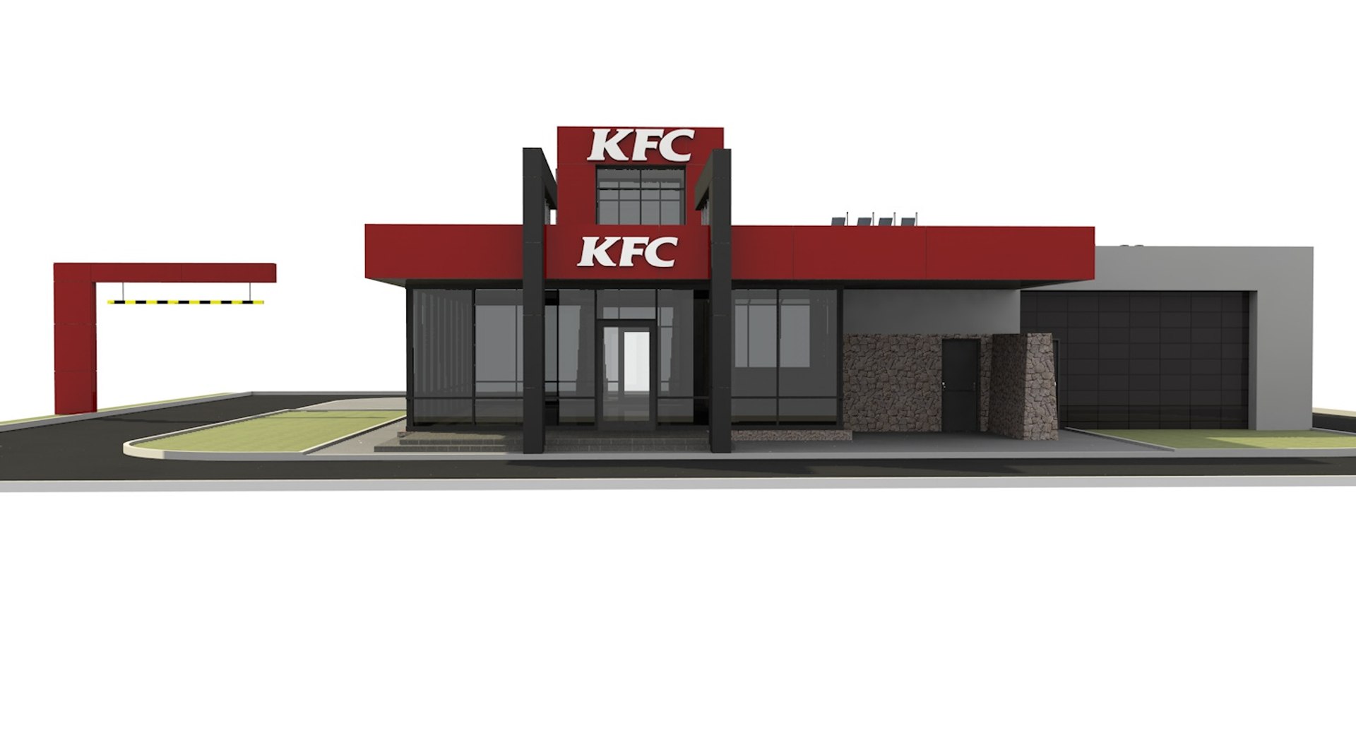 3D Kfc Modern Restaurant Drive Model - TurboSquid 1310788