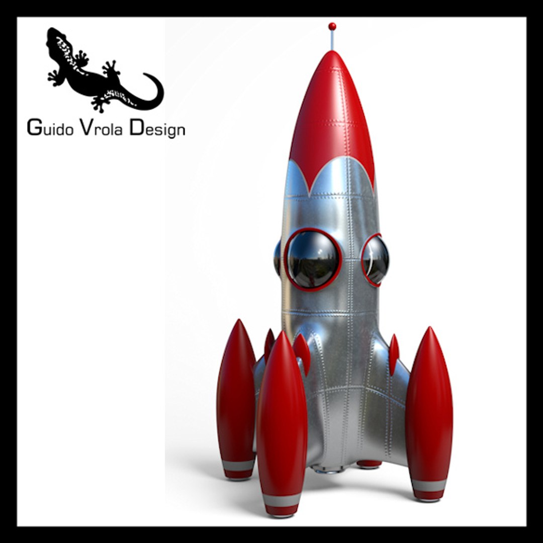 Cartoon Space Rocket Obj