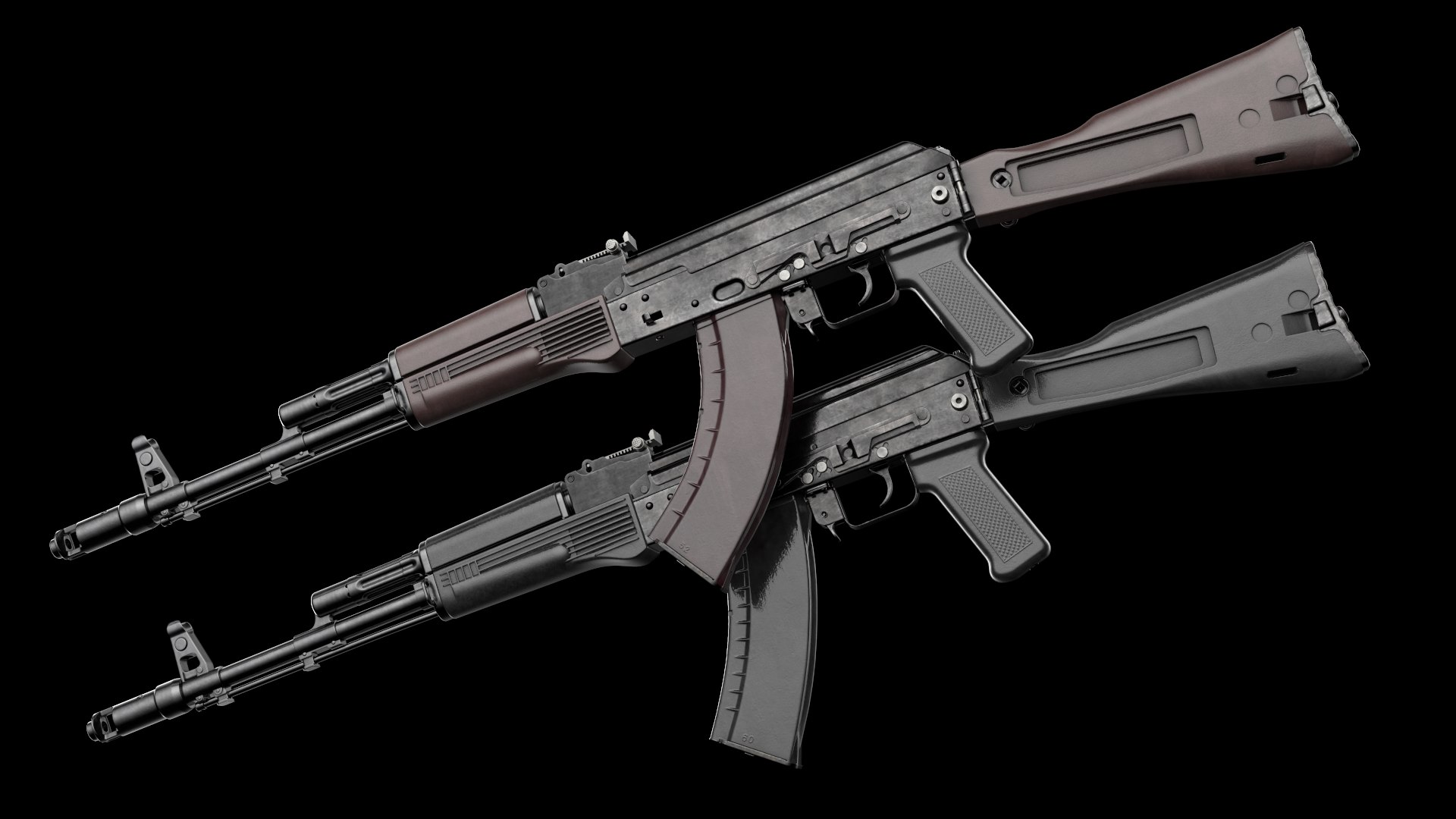 AK-74M AK-101 AK-103 Kalashnikov Assault Rifles Game Ready 3D Model ...