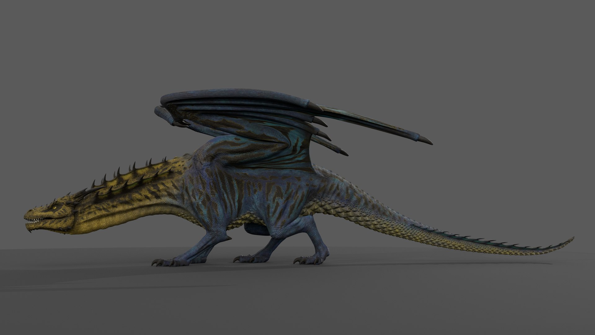 3D Rigged Blue Dragon Animation Model - TurboSquid 1597676