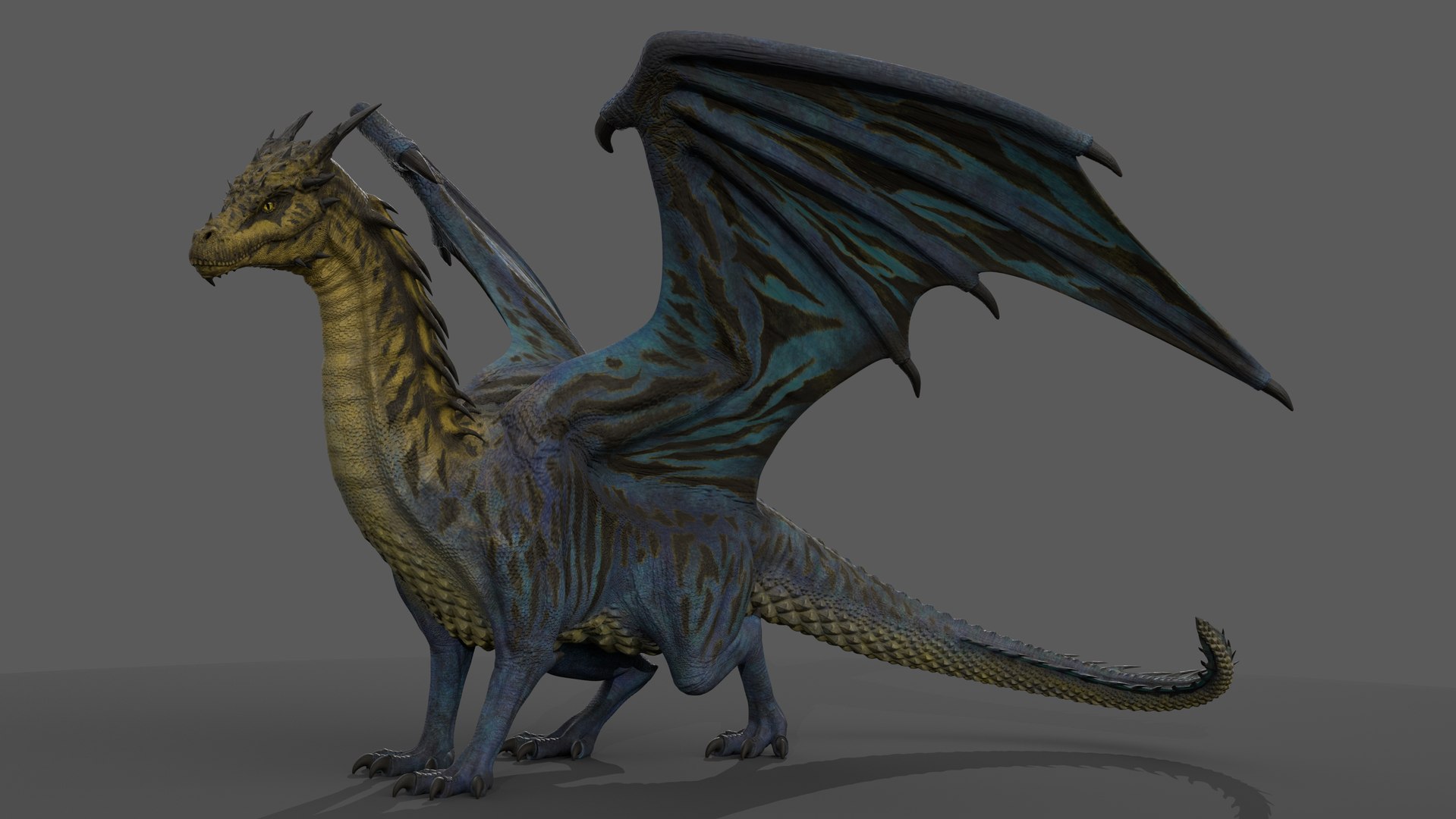 3D Rigged Blue Dragon Animation Model - TurboSquid 1597676
