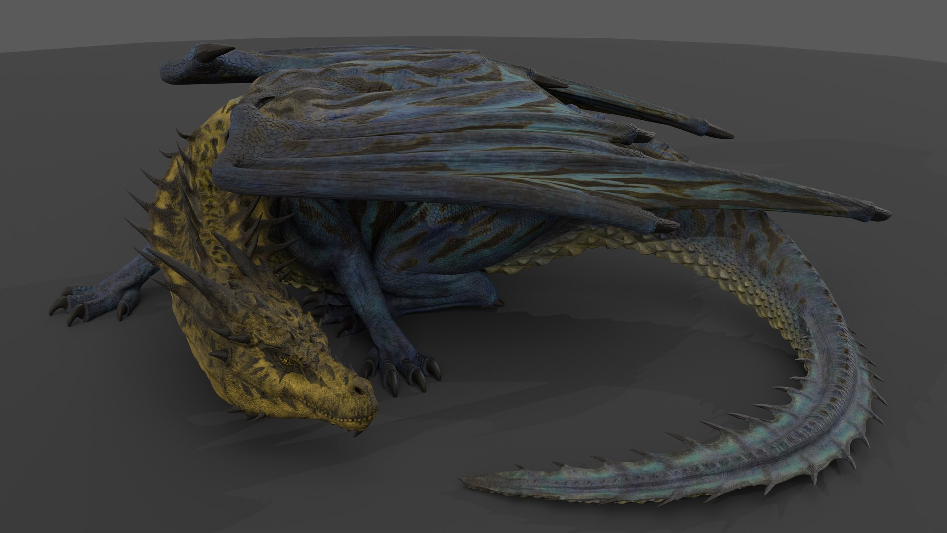 3D Rigged Blue Dragon Animation Model - TurboSquid 1597676