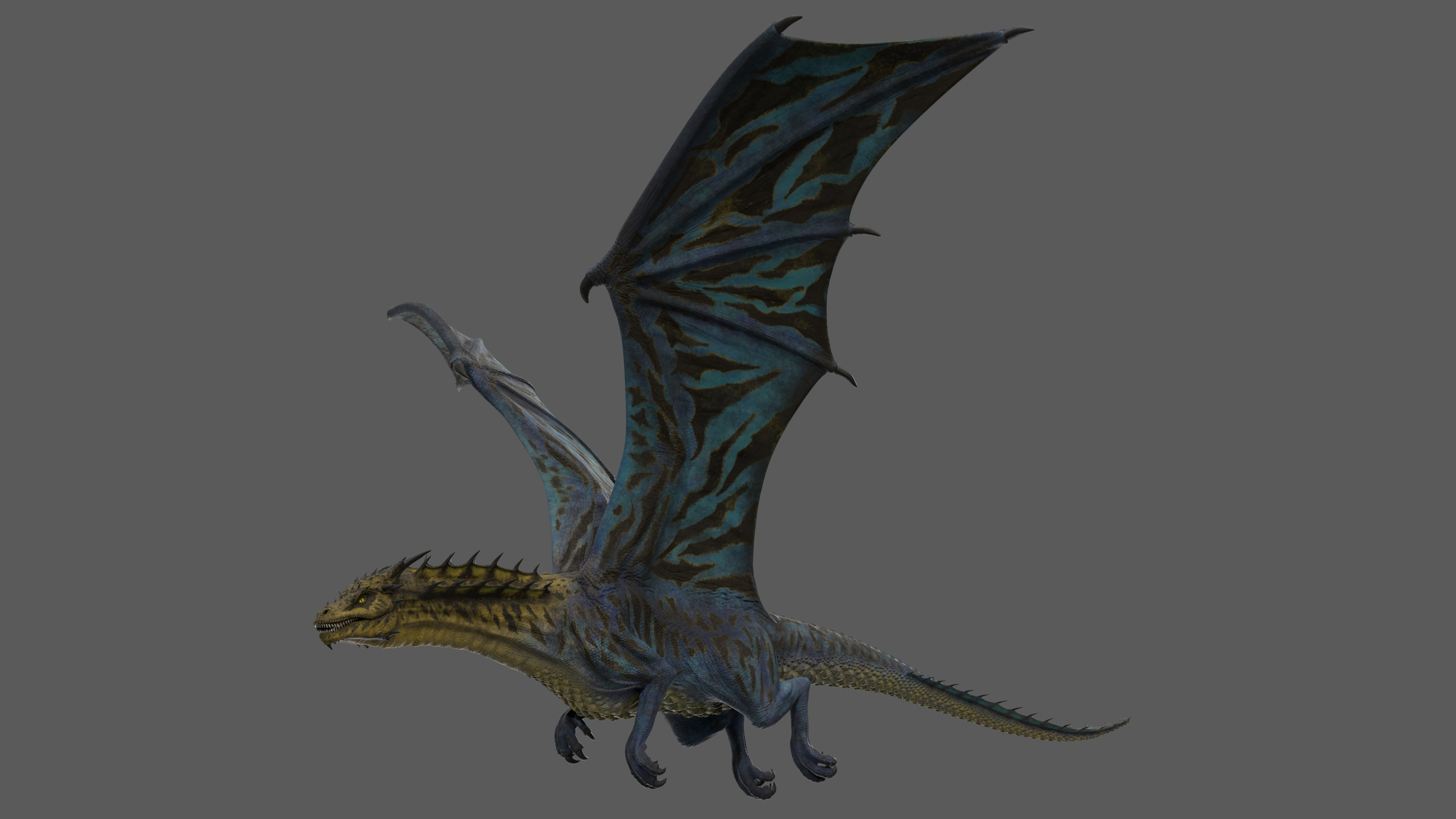 3D rigged blue dragon animation model - TurboSquid 1597676