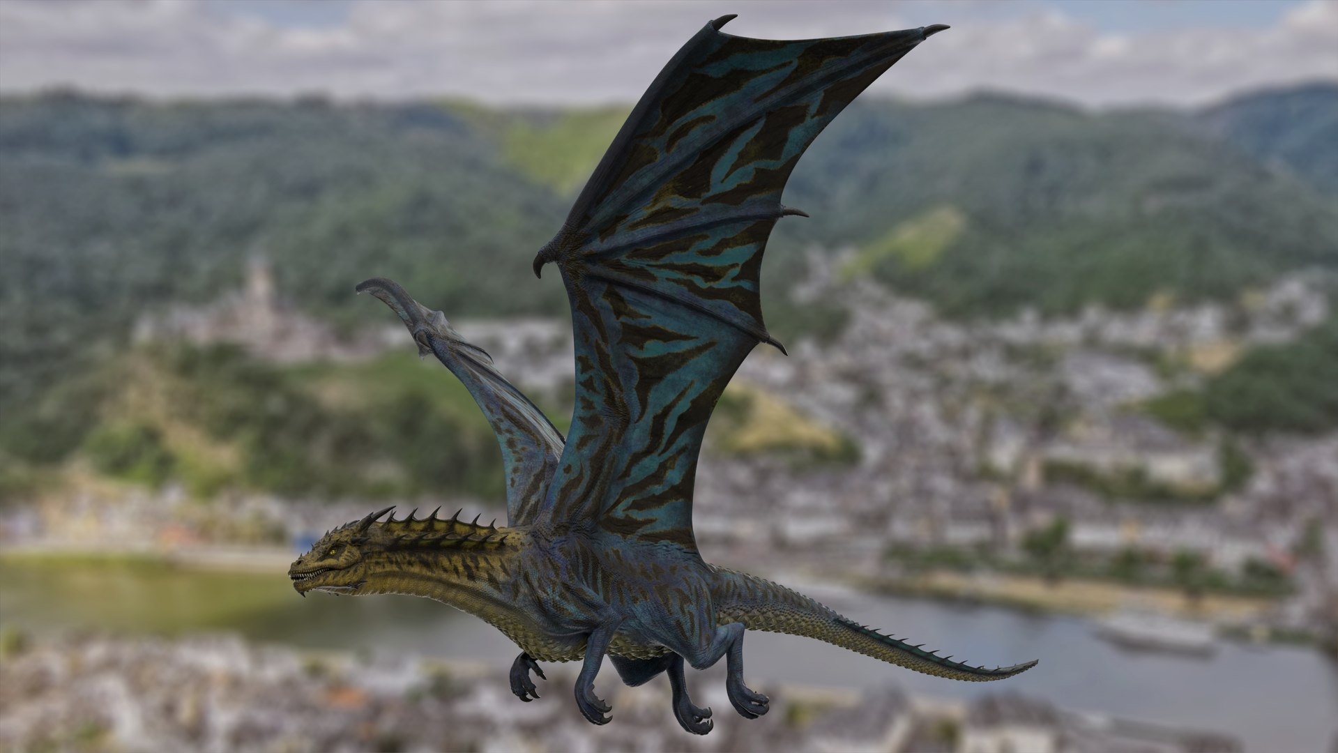 3D Rigged Blue Dragon Animation Model - TurboSquid 1597676