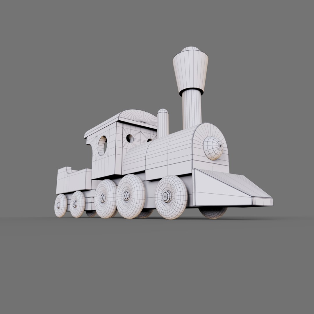 Wood Toy Steam Engine Train Simple 3D Model - TurboSquid 2277711