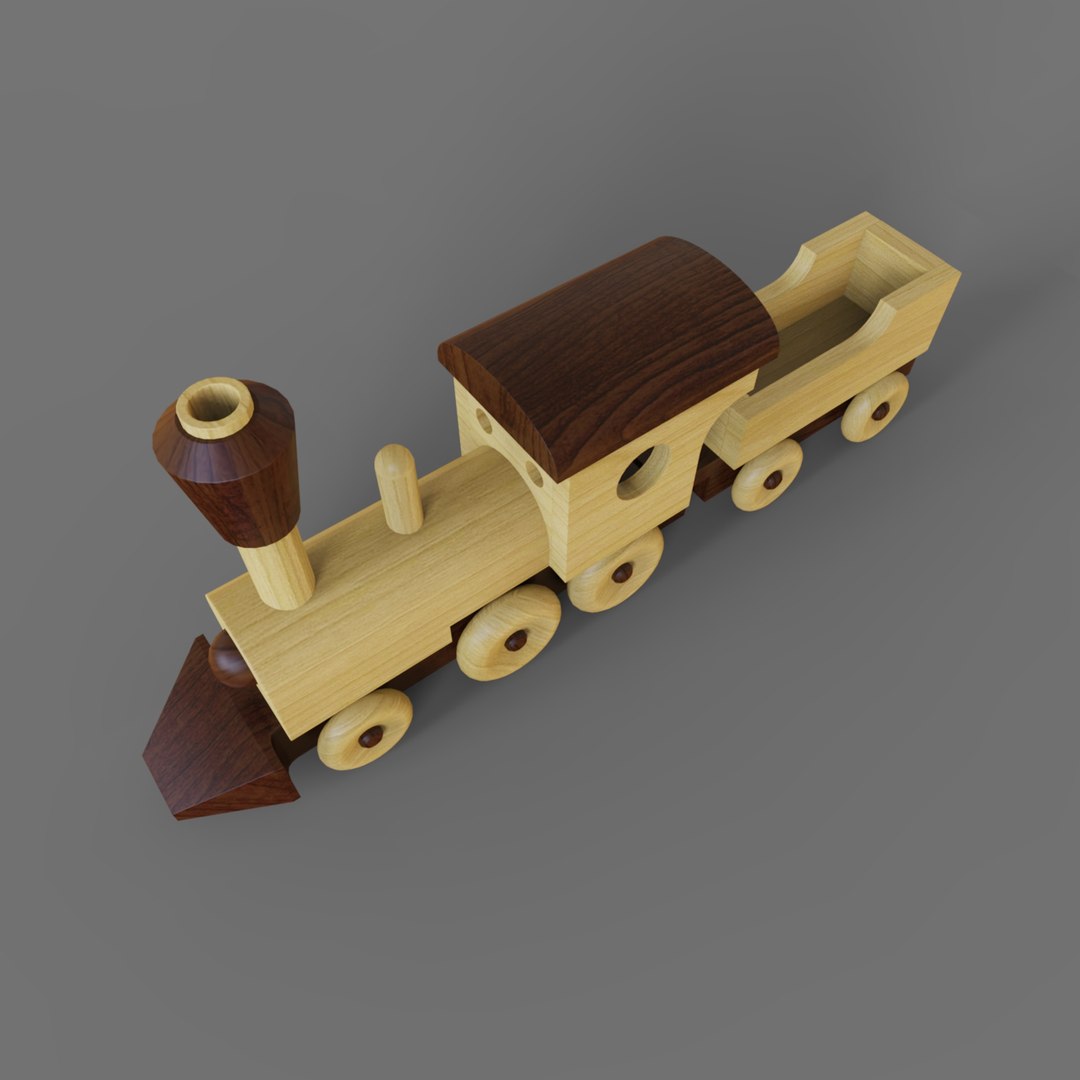 Wood Toy Steam Engine Train Simple 3D Model - TurboSquid 2277711