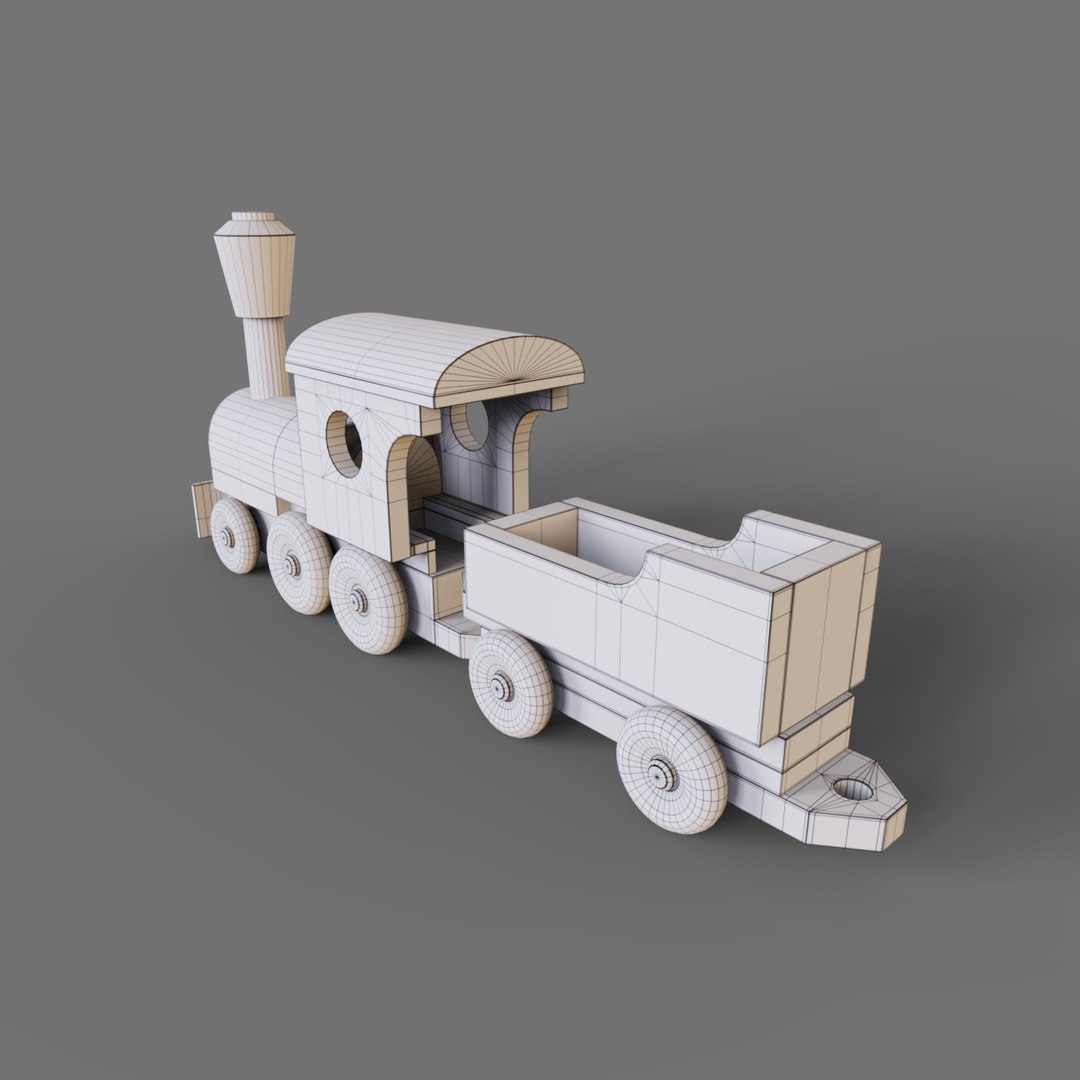 Wood Toy Steam Engine Train Simple 3D Model - TurboSquid 2277711