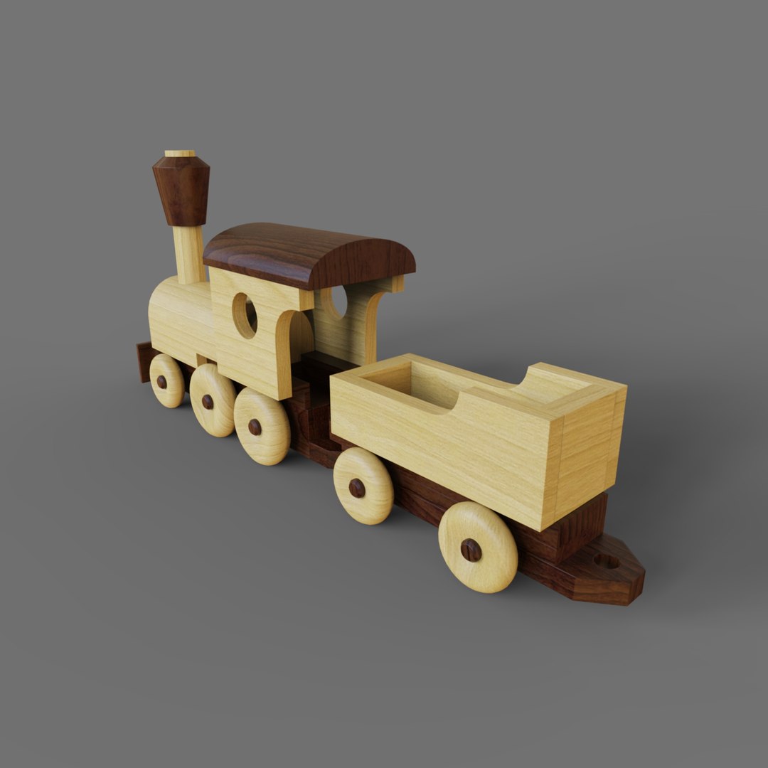 Wood Toy Steam Engine Train Simple 3D Model - TurboSquid 2277711
