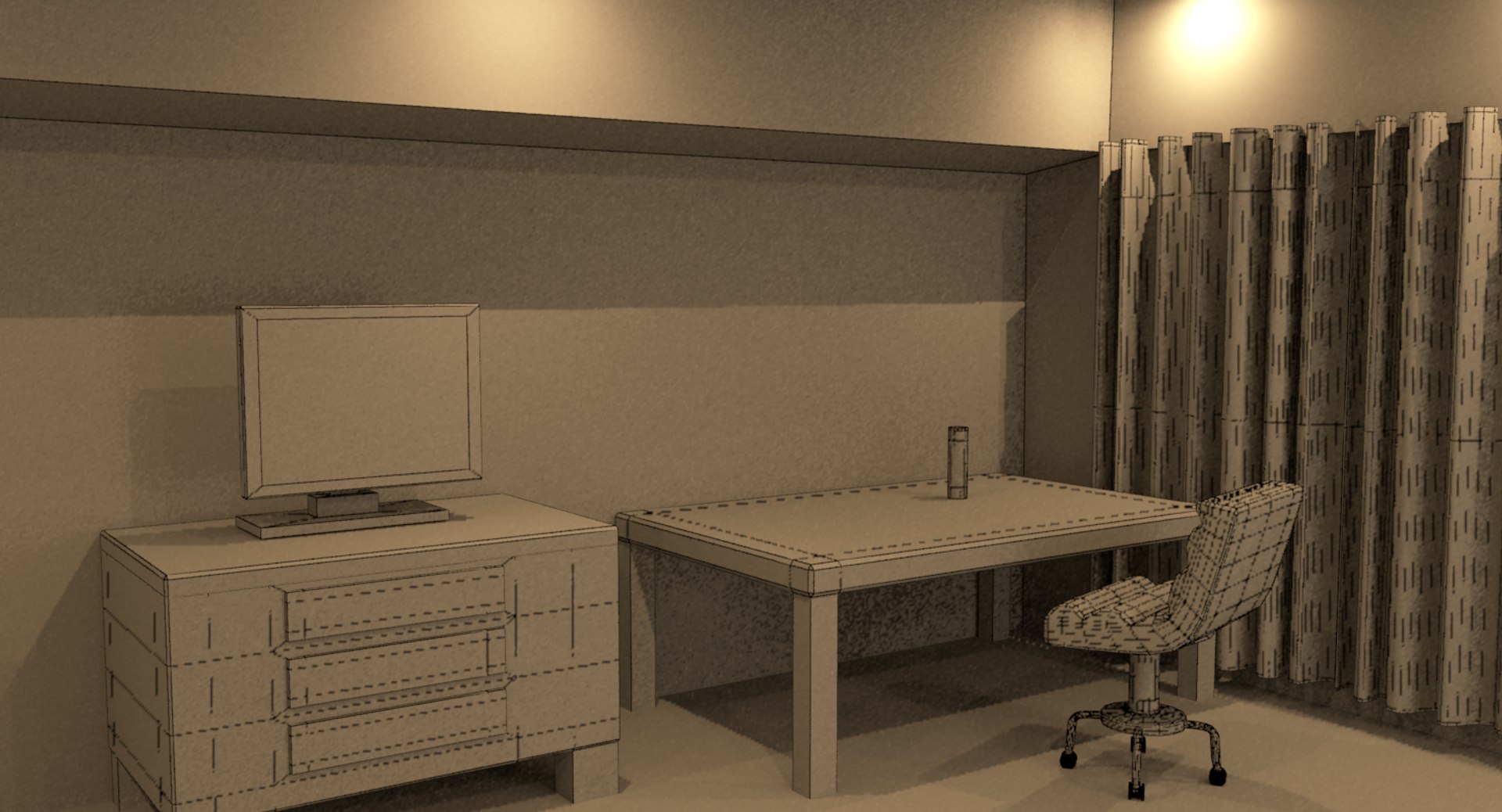 3d Model Of Room Night Scene