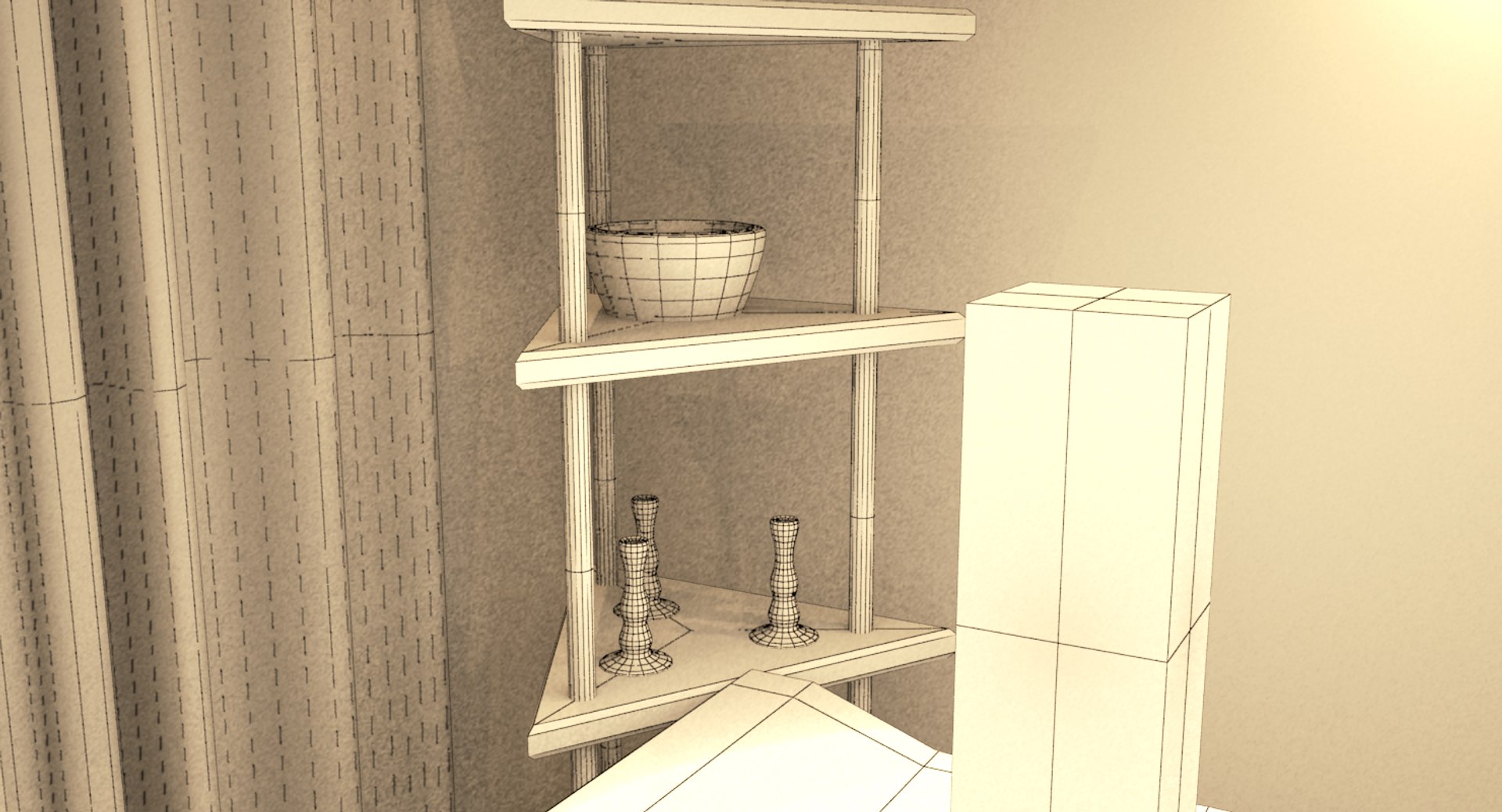 3d model of room night scene