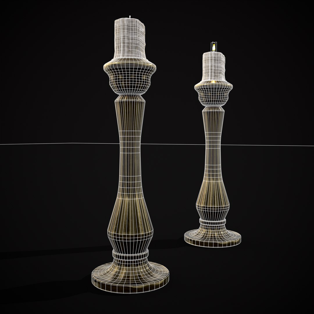 3D Tall Brass Chamberstick - TurboSquid 2097339