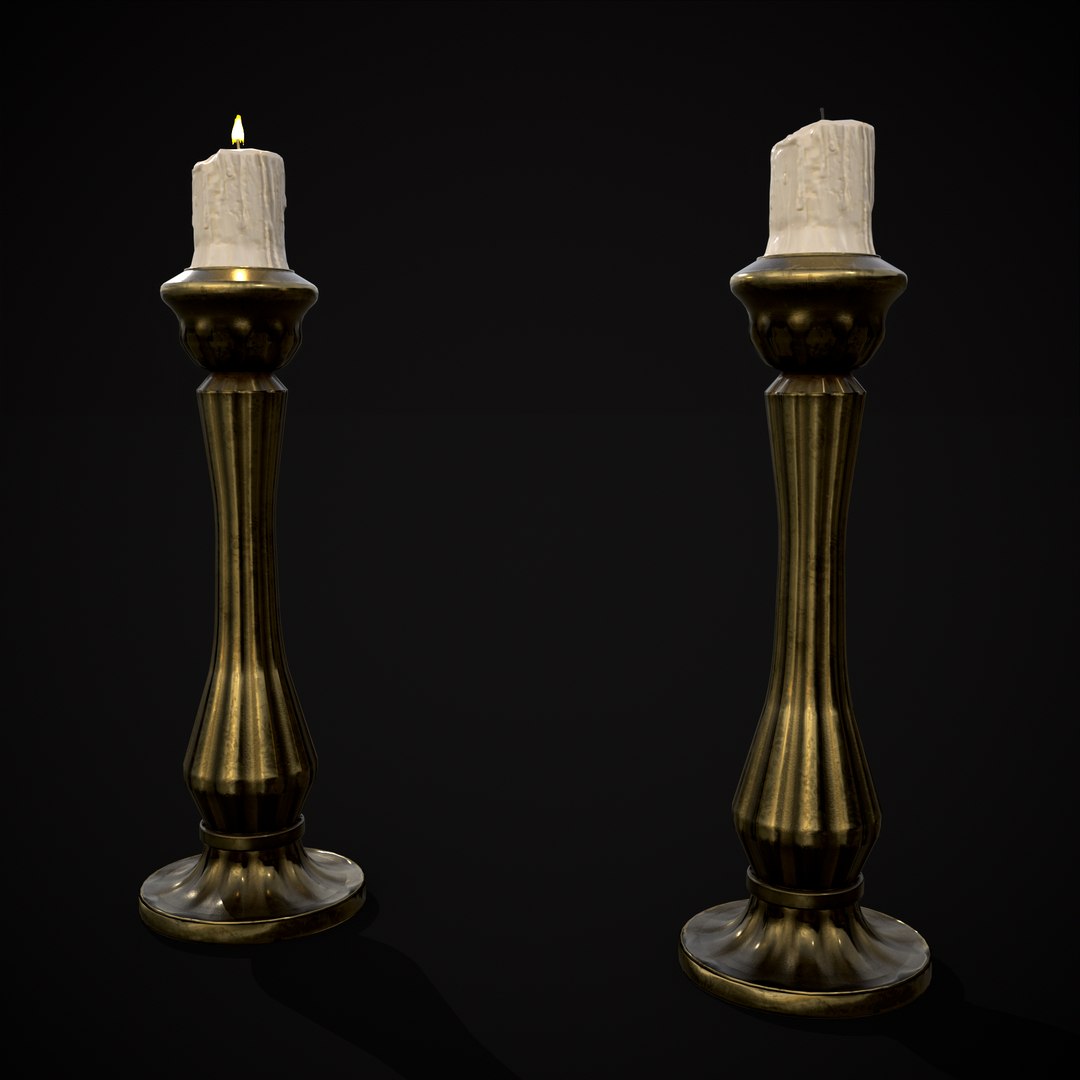 3D Tall Brass Chamberstick - TurboSquid 2097339