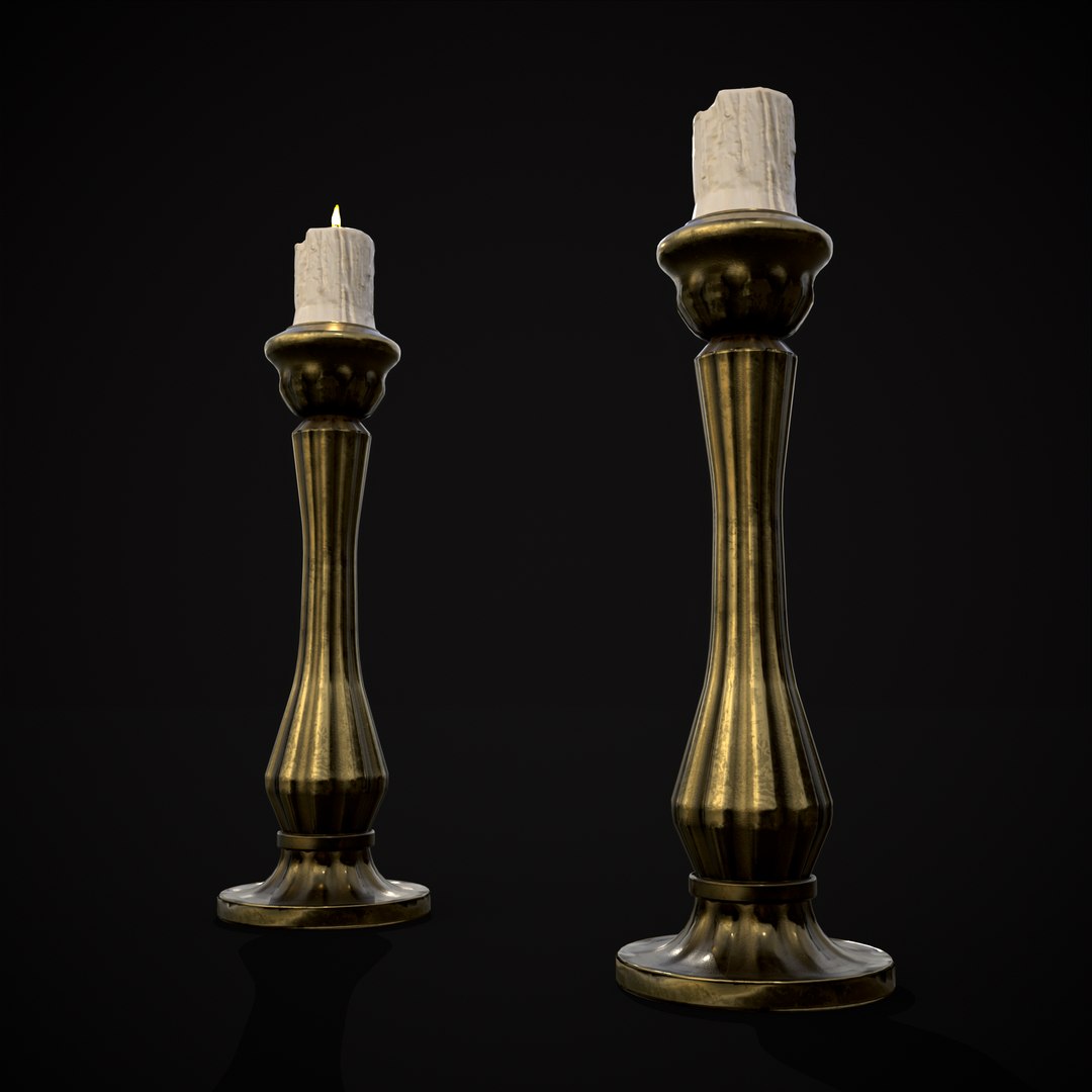 3D Tall Brass Chamberstick - TurboSquid 2097339