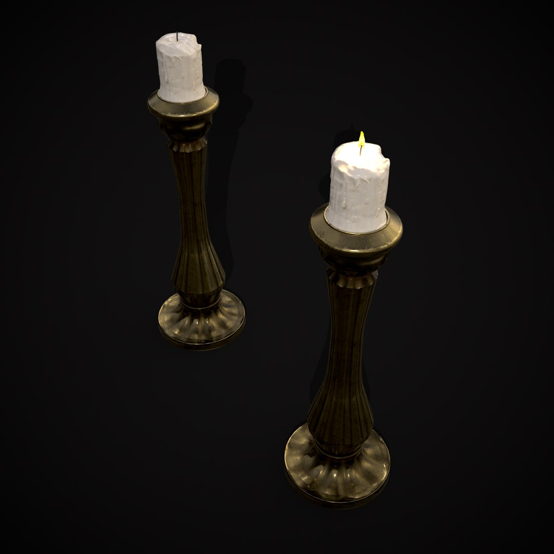 3D Tall Brass Chamberstick - TurboSquid 2097339