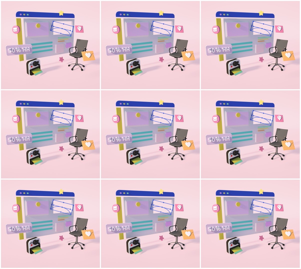 Cartoon Elements Cartoon Scene 2D Office UI Icon Animation Cartoon Web ...