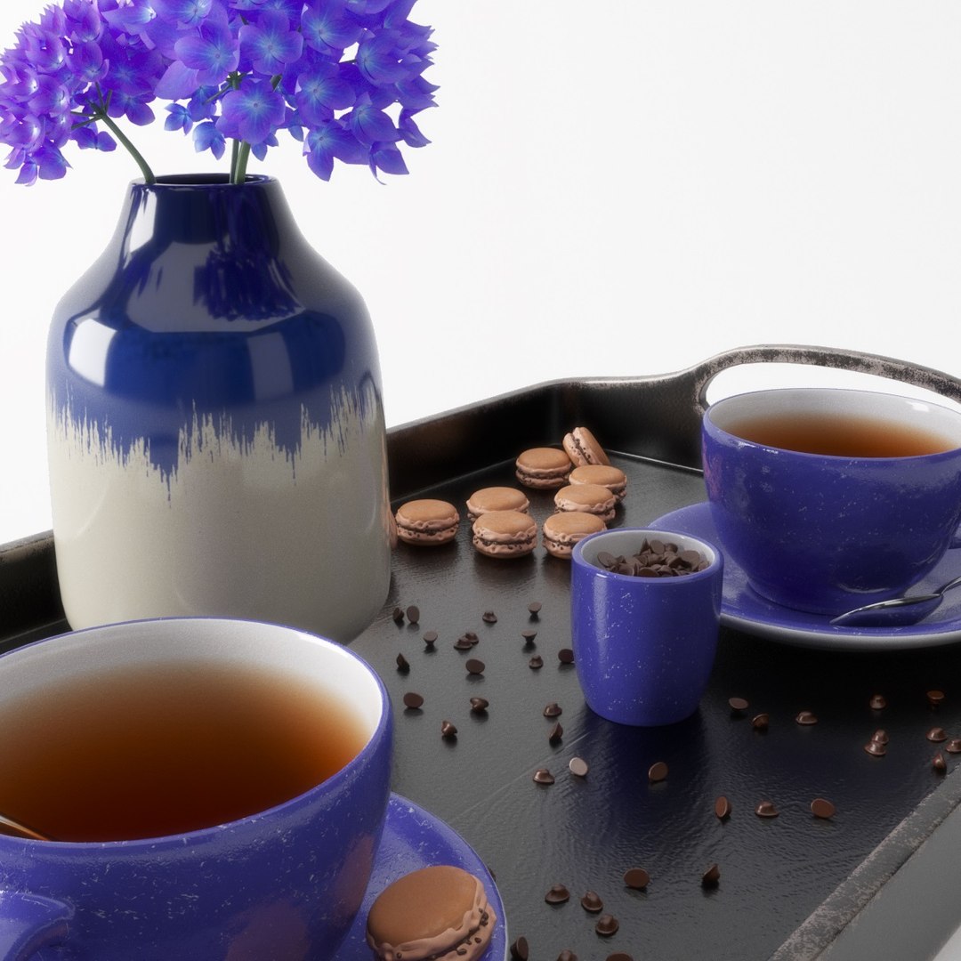 Violet Tea Set Model - TurboSquid 1245727