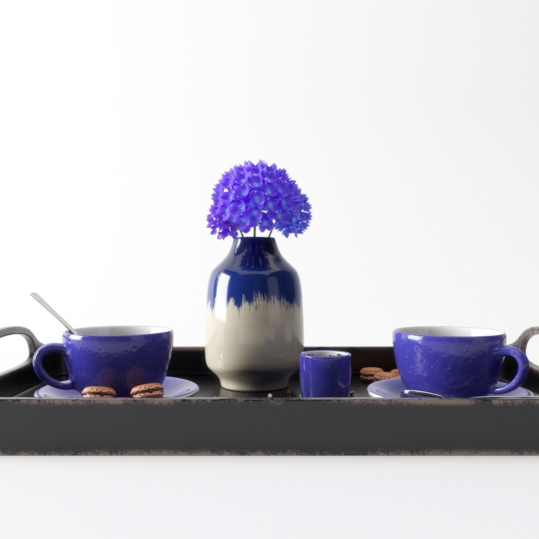 Violet Tea Set Model - TurboSquid 1245727