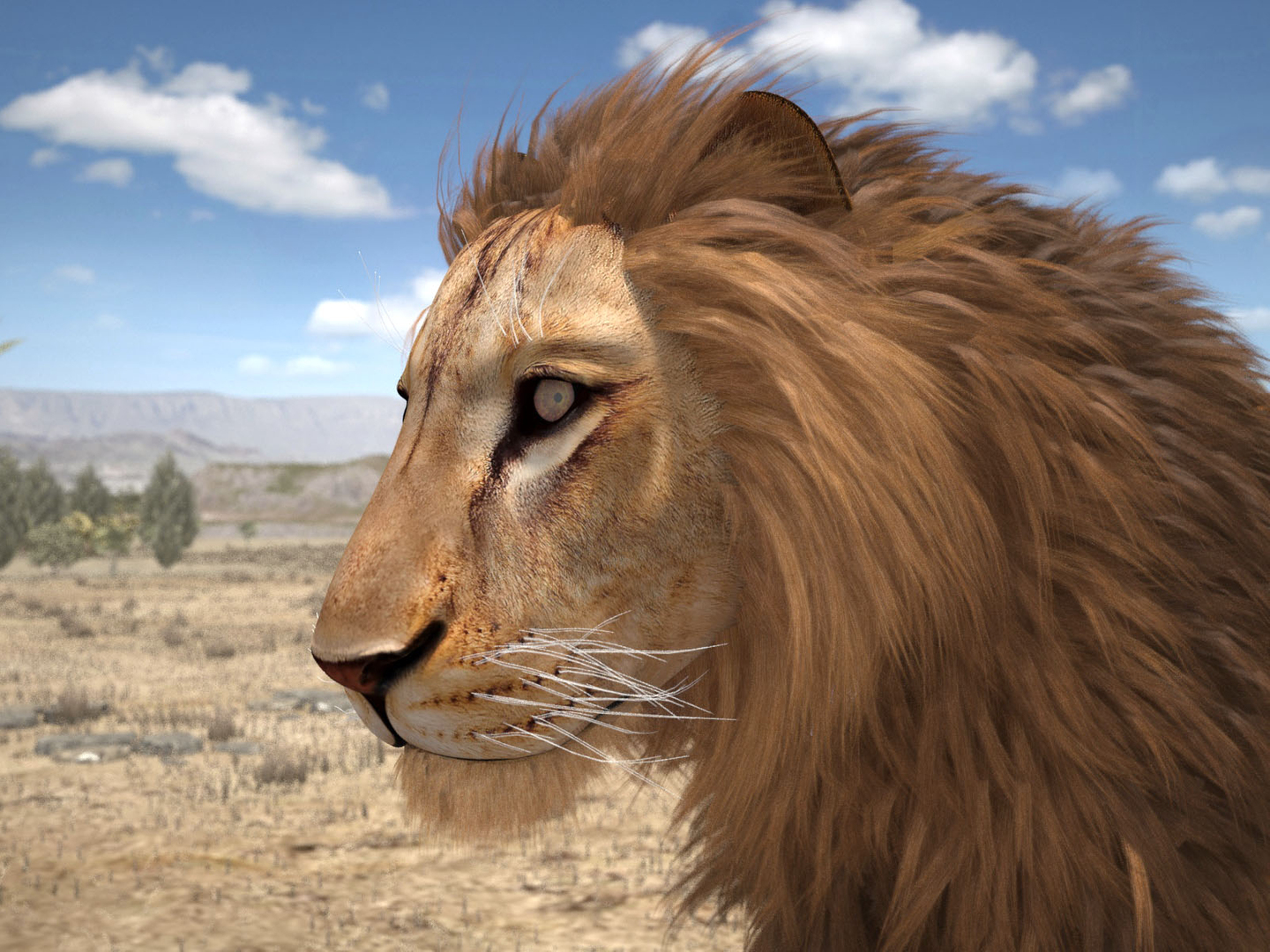 3d rigged lion king hair fur