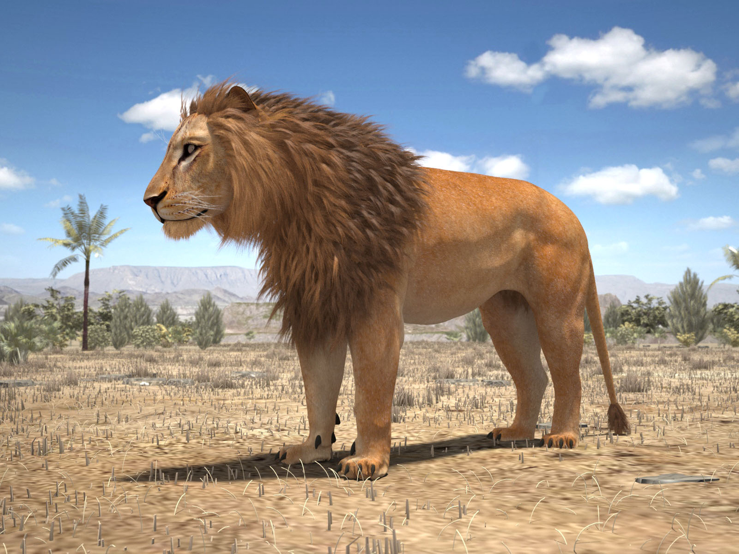 3d rigged lion king hair fur