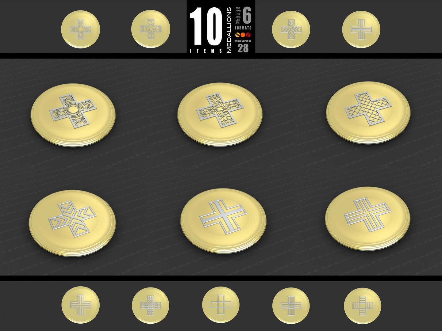 Medallions Vol 28 3D Model - TurboSquid 1488590