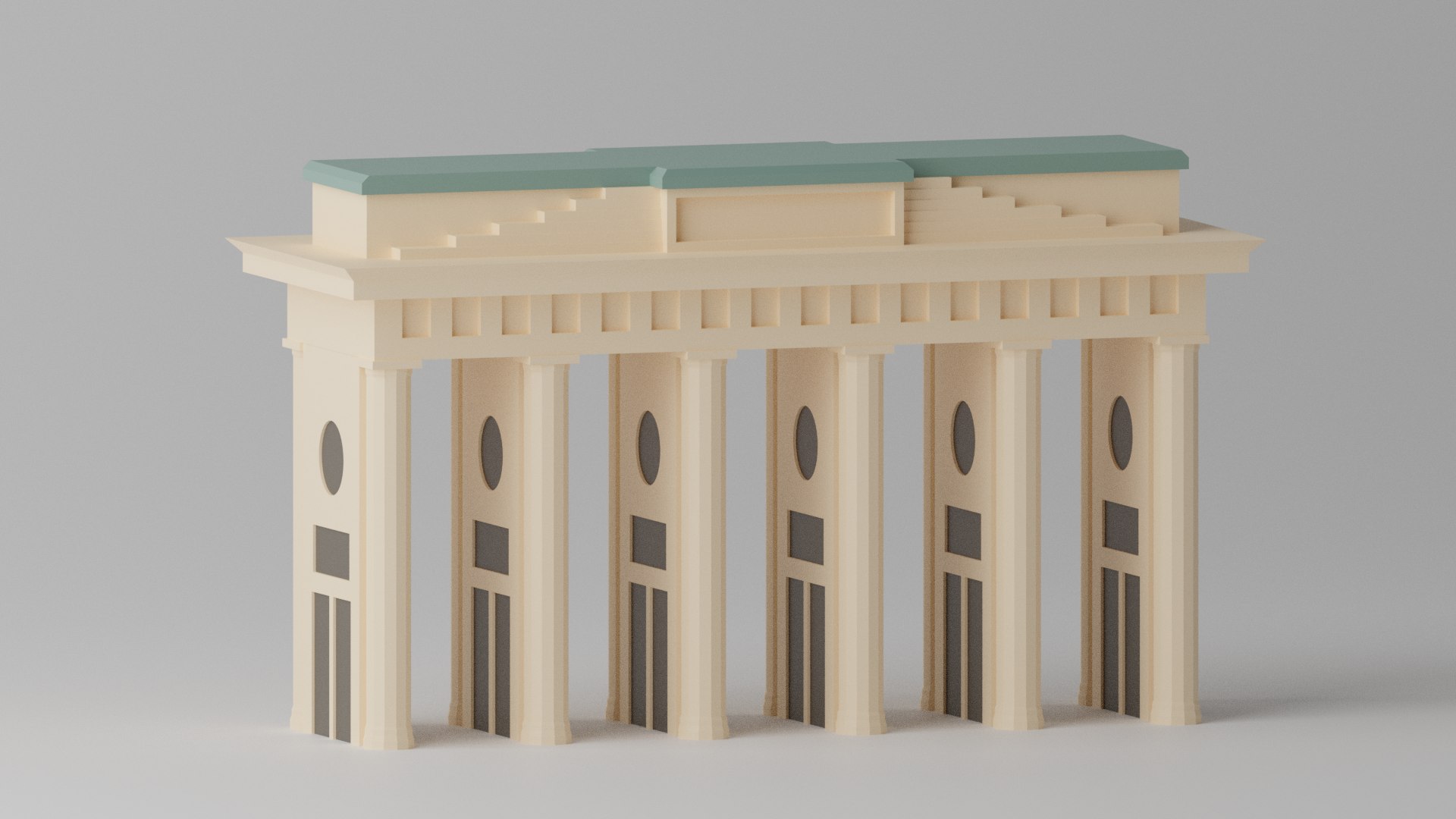 3D Cartoon Berlin Brandenburg Gate Landmark Model - TurboSquid 2039844