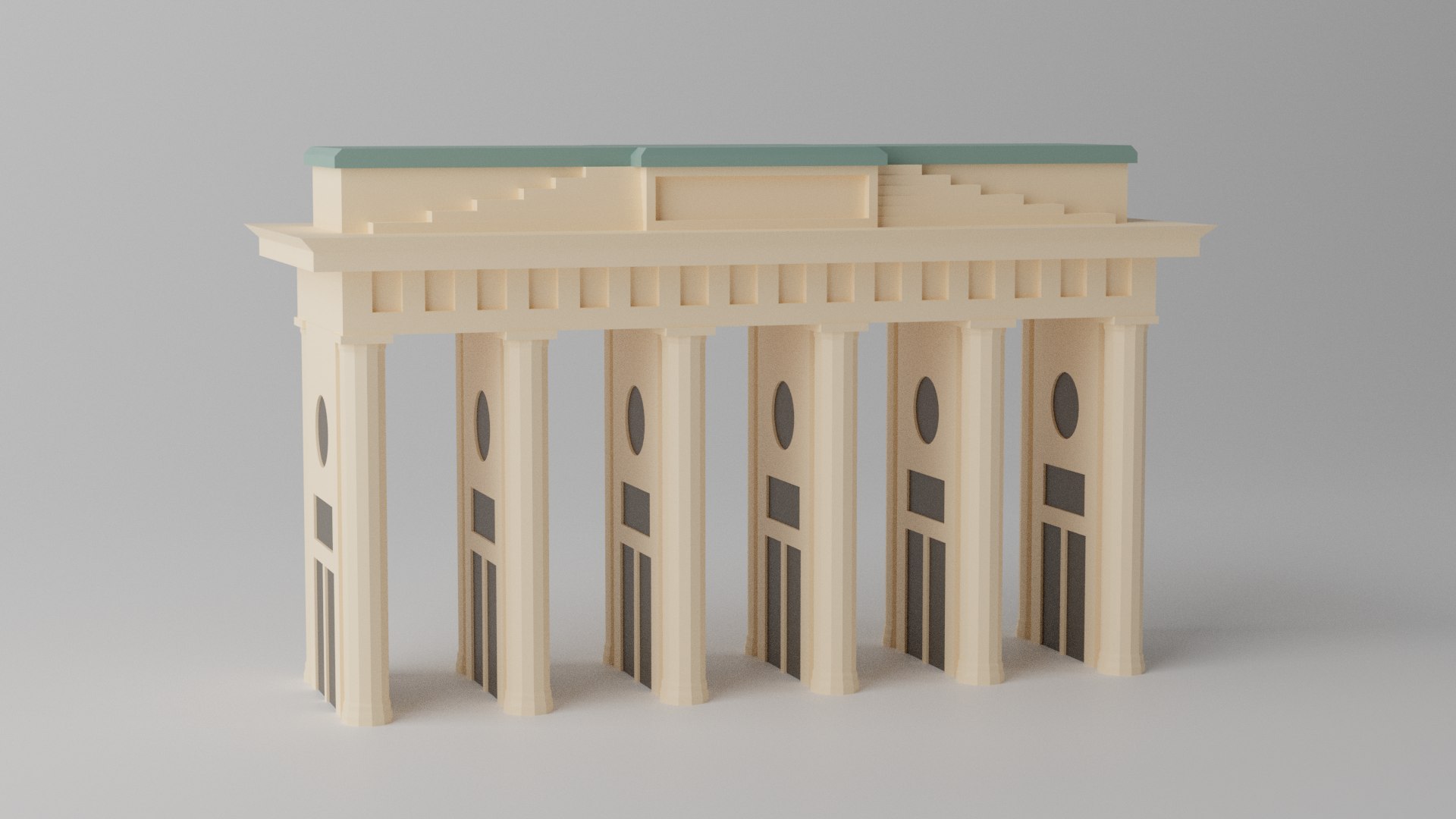3D Cartoon Berlin Brandenburg Gate Landmark Model - TurboSquid 2039844