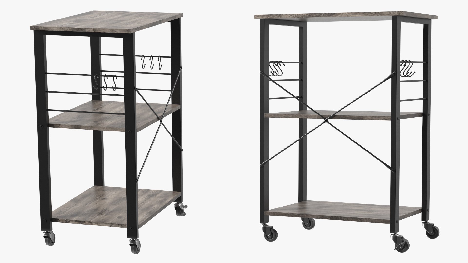3D Metal Kitchen Cart Gray Wood - TurboSquid 2158259