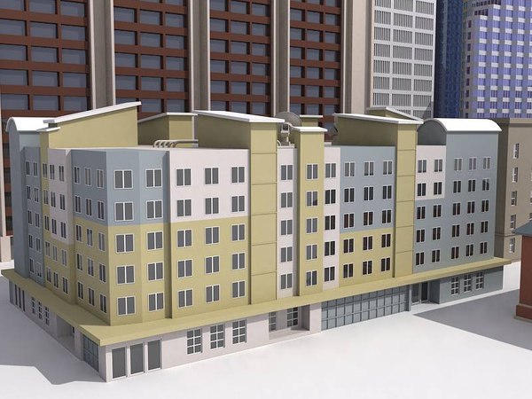 3d small medium rise buildings