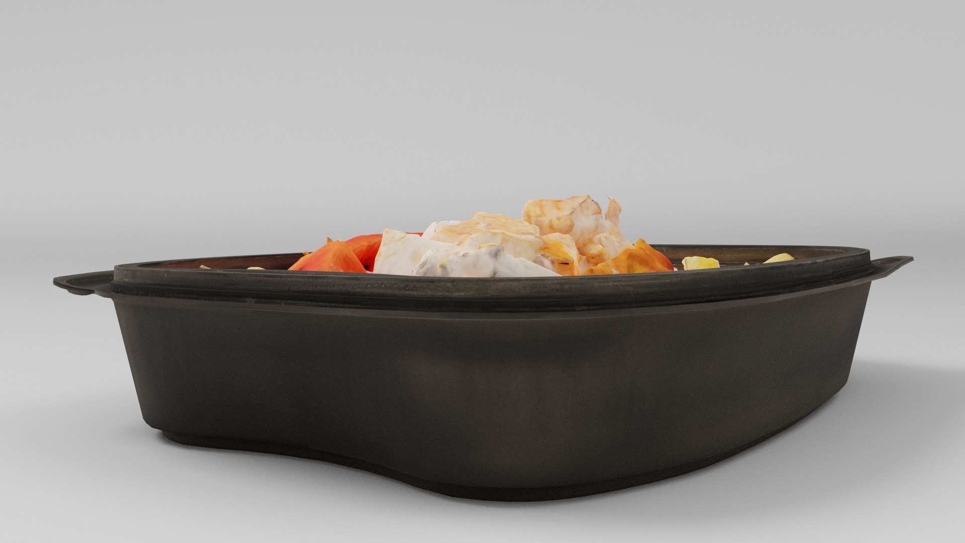 3D Poke bowl lunch box with fried potatoes chips chicken bell pepper - TurboSquid 2089394