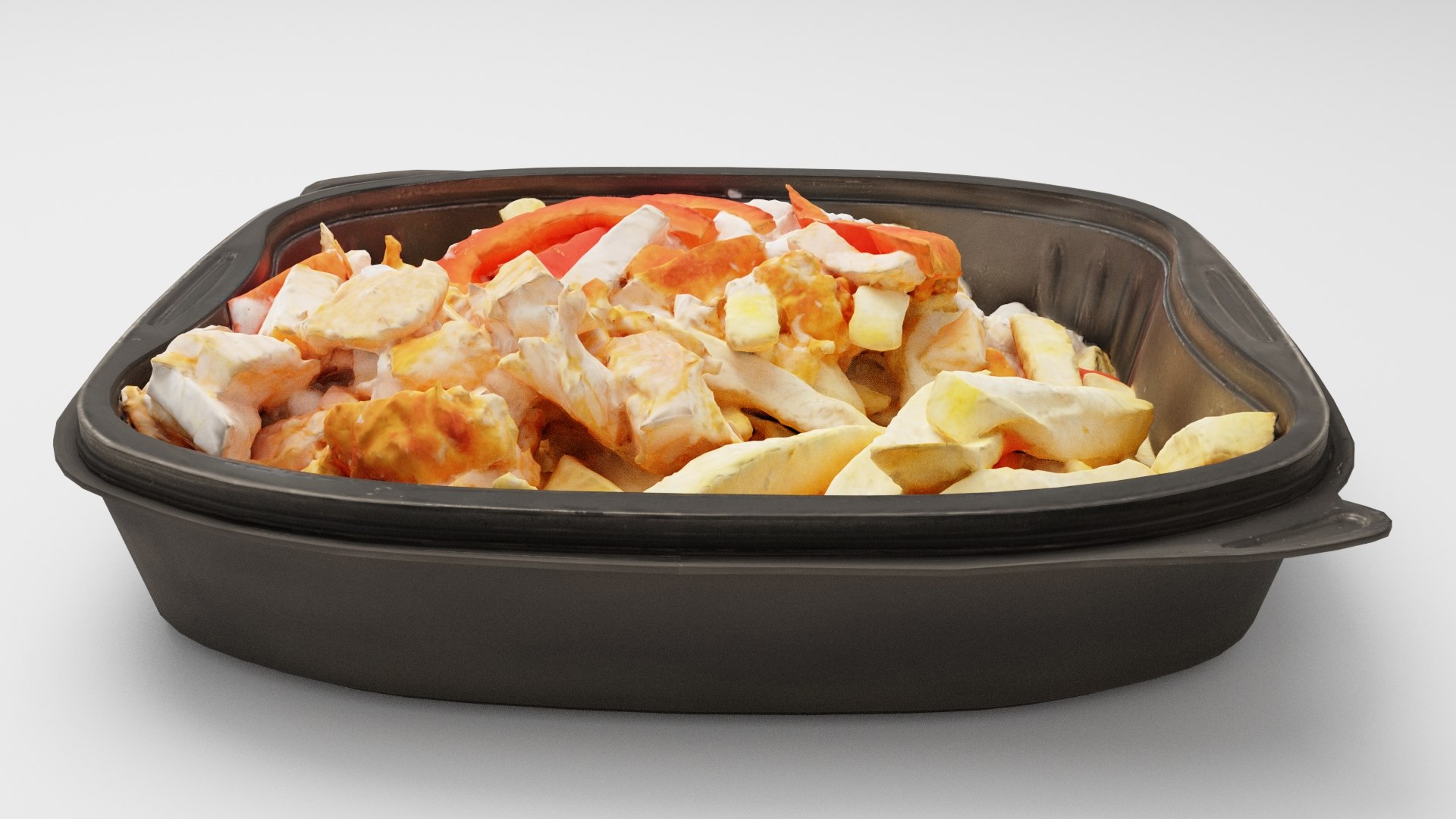3D Poke bowl lunch box with fried potatoes chips chicken bell pepper - TurboSquid 2089394