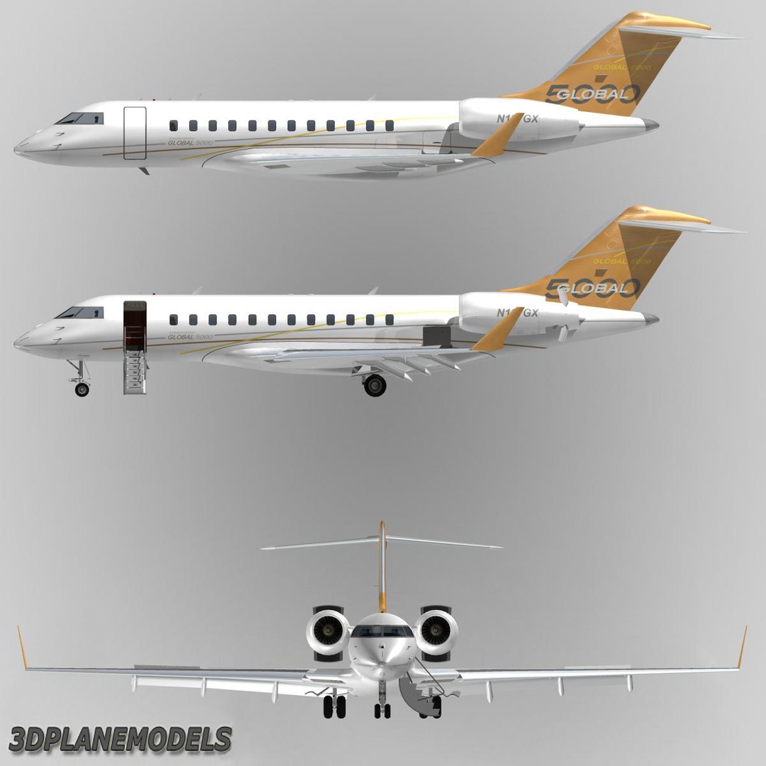 3d bombardier global 5000 model