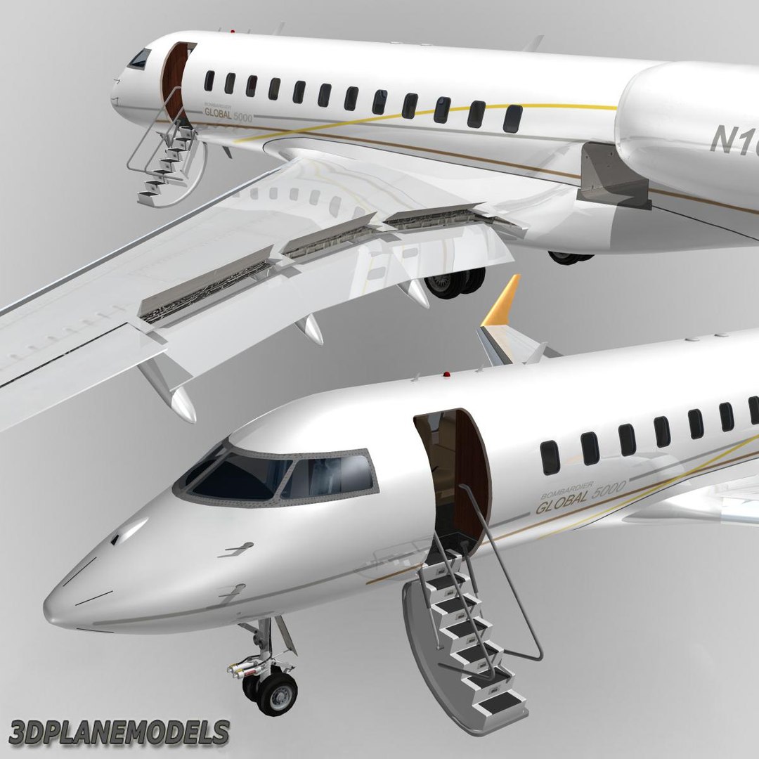 3d bombardier global 5000 model