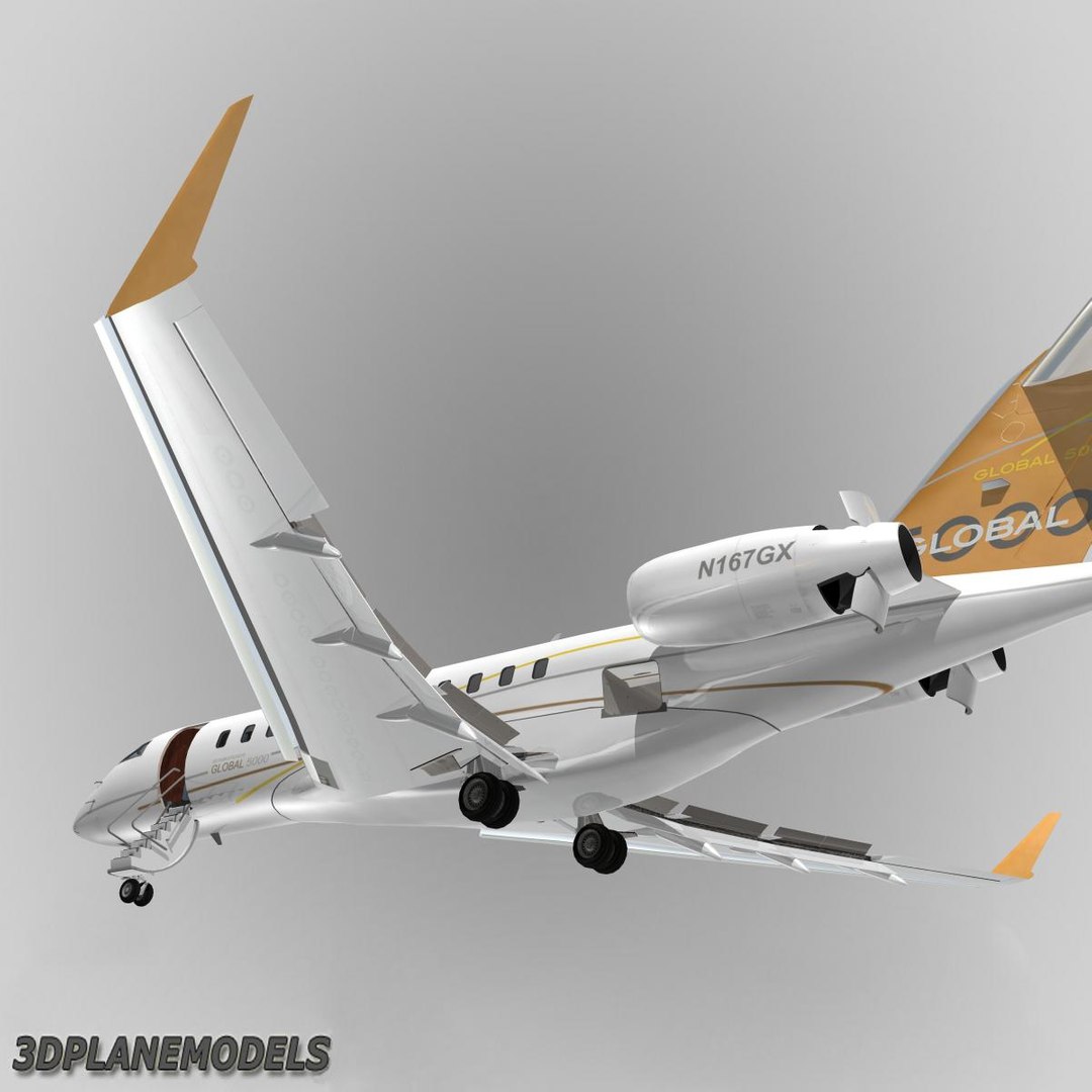 3d bombardier global 5000 model