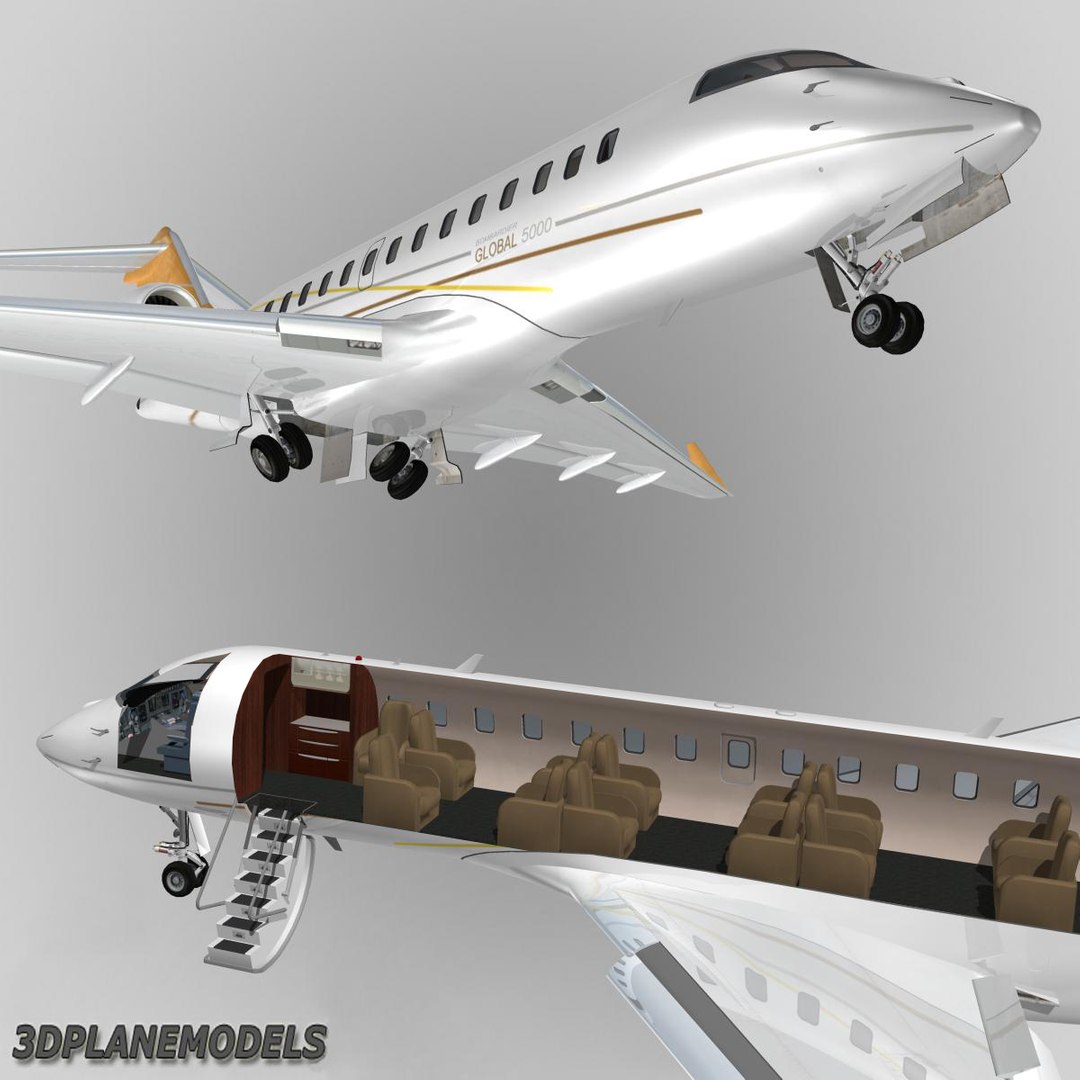 3d bombardier global 5000 model