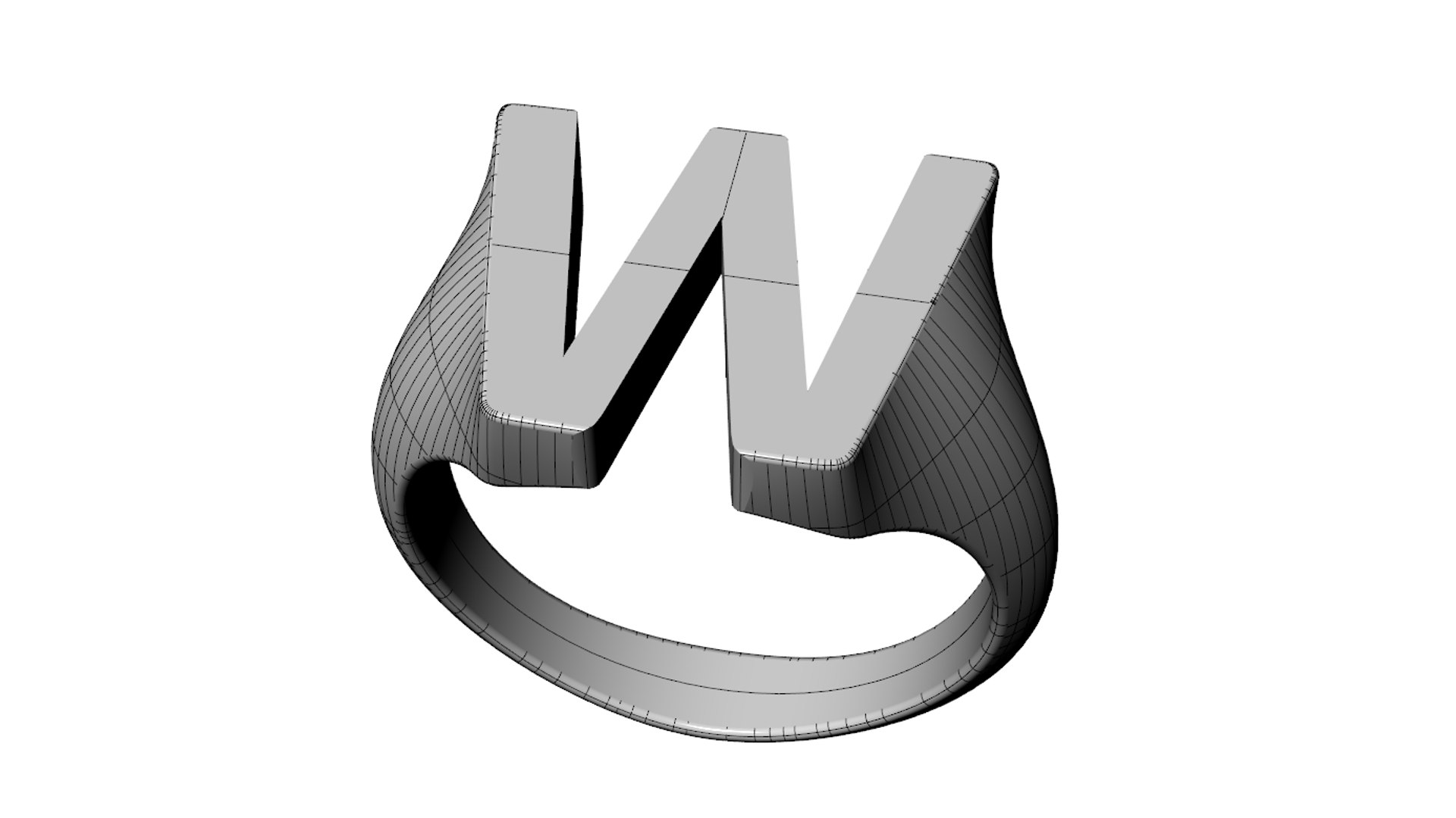 3D Alphabet Signet Ring W model - TurboSquid 2088793