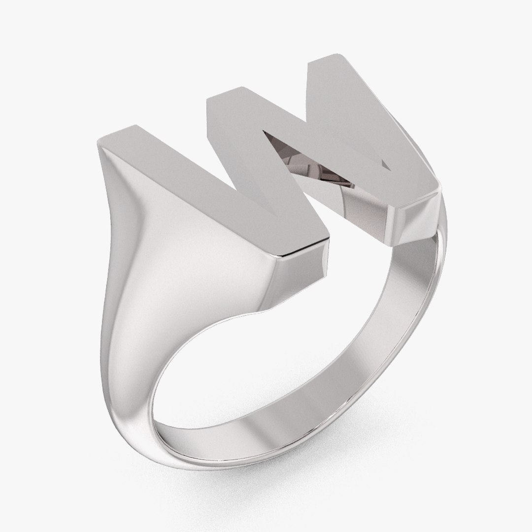 3D Alphabet Signet Ring W model - TurboSquid 2088793