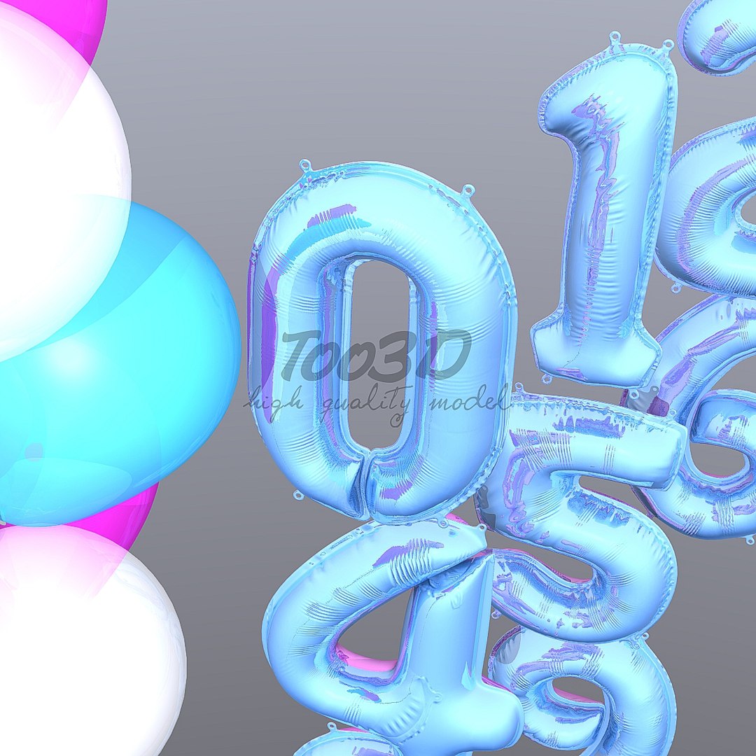 Numbers balloons 3D - TurboSquid 1292232