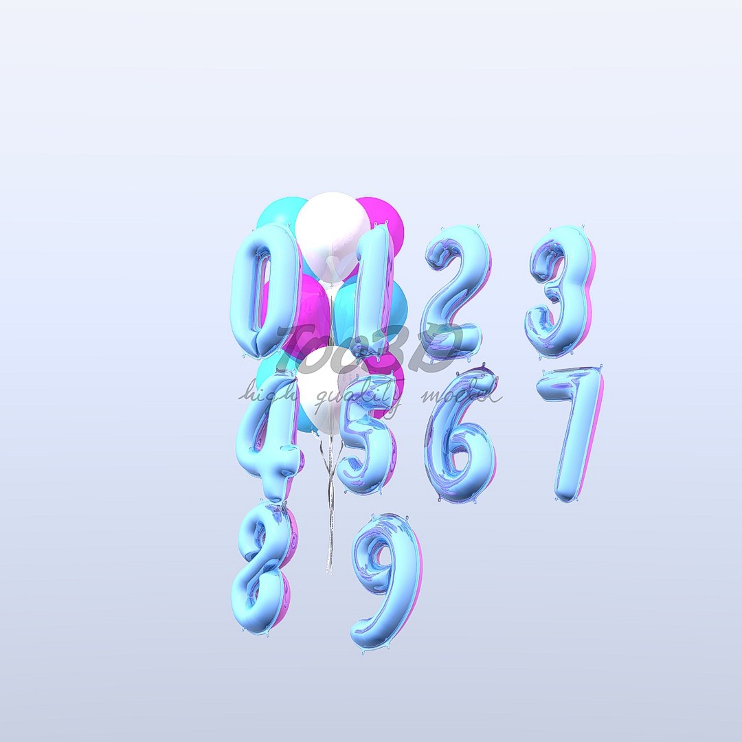 Numbers balloons 3D - TurboSquid 1292232