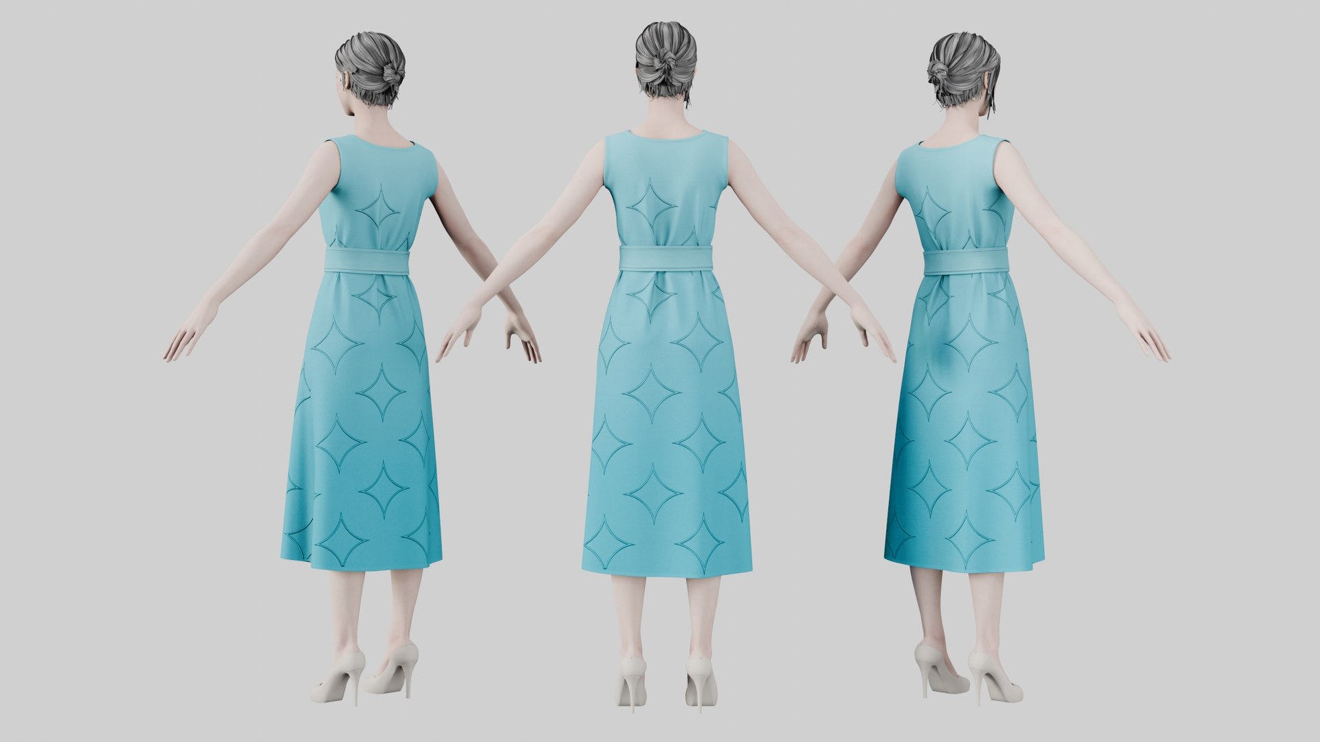 Dress 02 Sky Blue 3D - TurboSquid 2423280