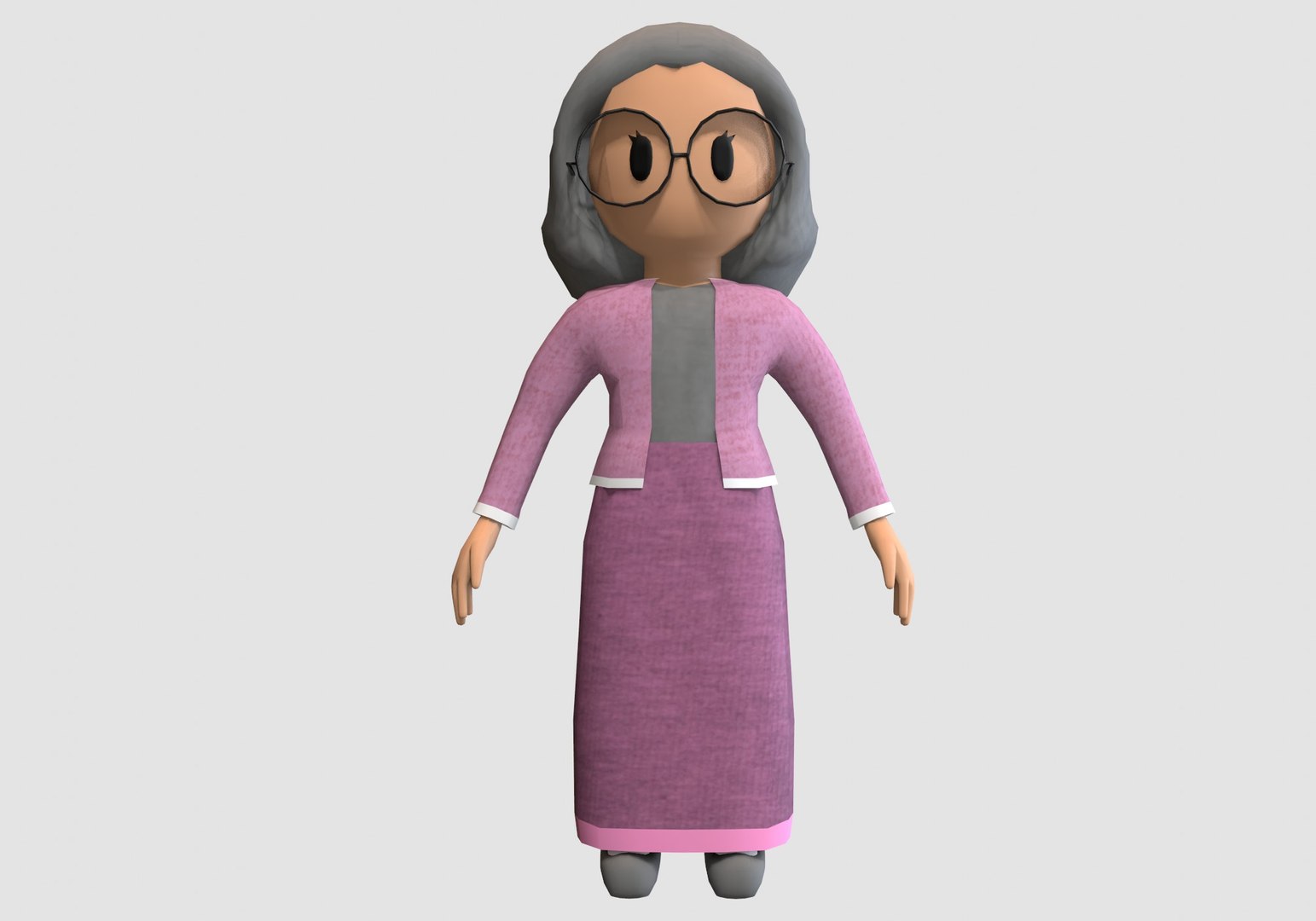 3D Lovely Cartoon Grandma Model - TurboSquid 1930003