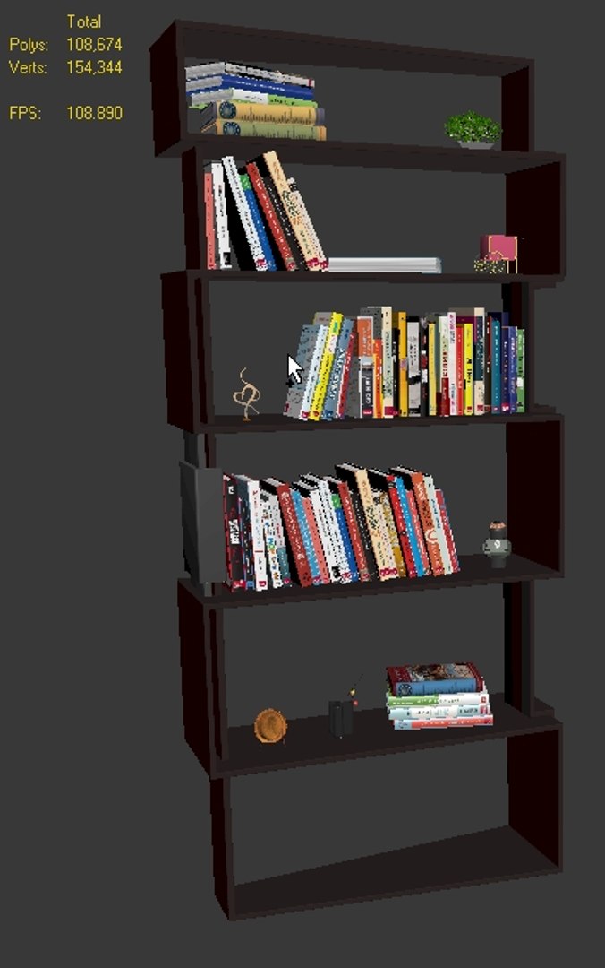 bookcase 18 books 3d max
