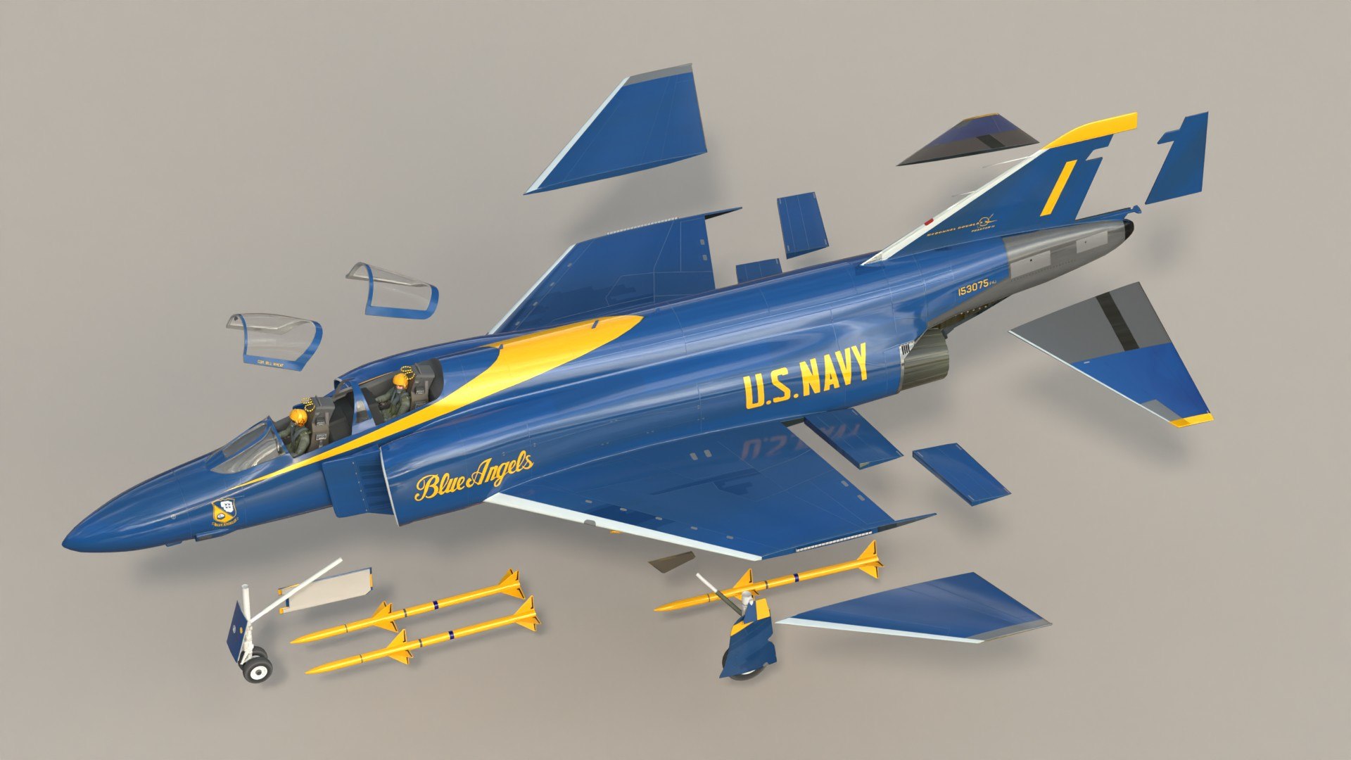 Blue Angels Phantom II SC 3D Model - TurboSquid 2359877