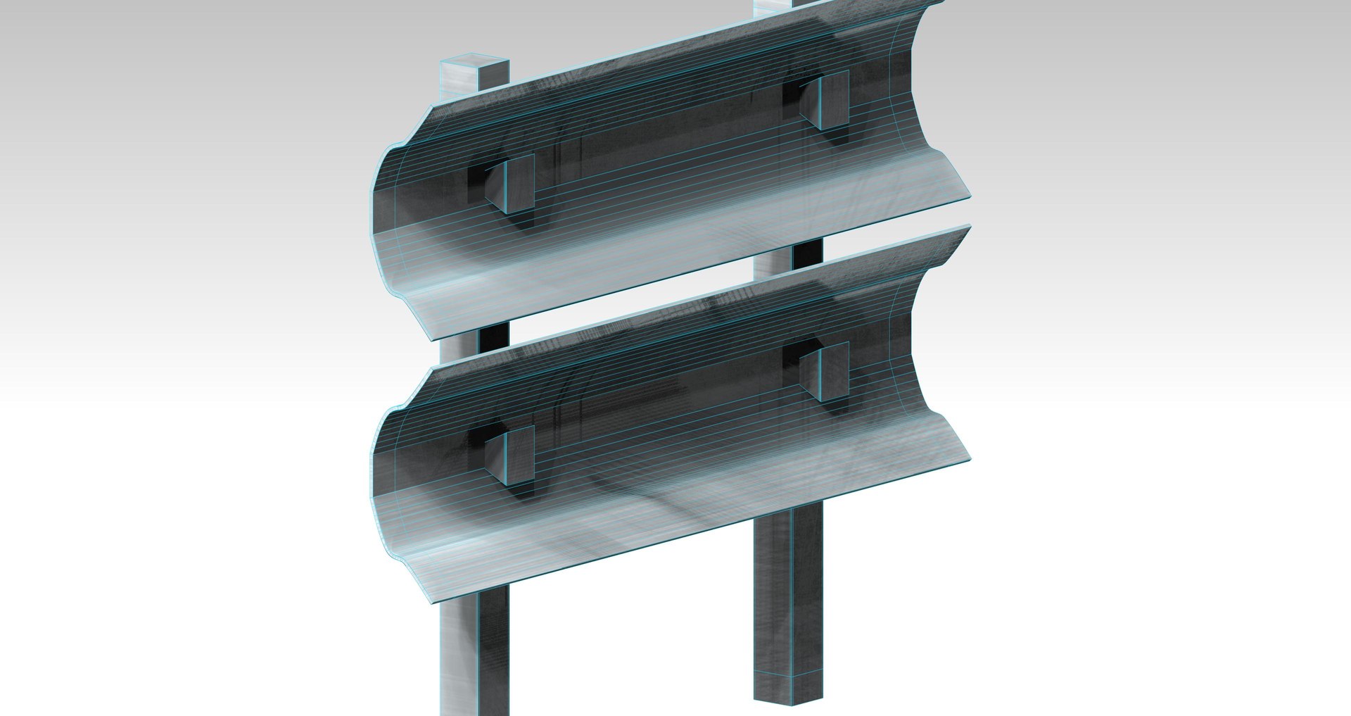 3D model Metal beam crash barrier - TurboSquid 2085387