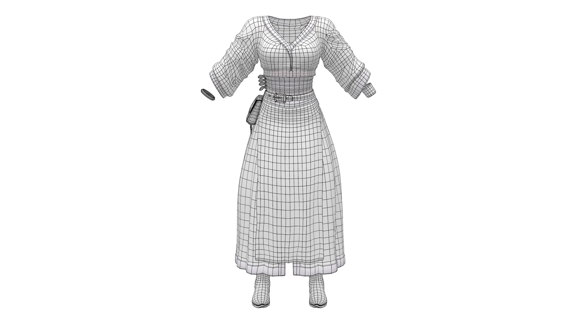 3D Medieval Green Tavern Waitress Outfit - TurboSquid 1903214