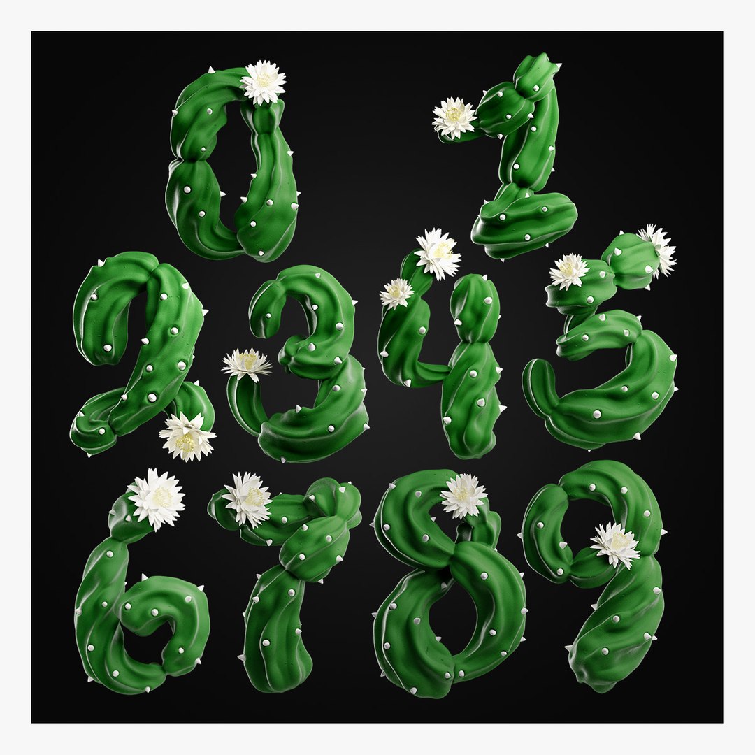 3D Cactus Numbers 1 2 3 4 56 7 8 9 0 - TurboSquid 2128412
