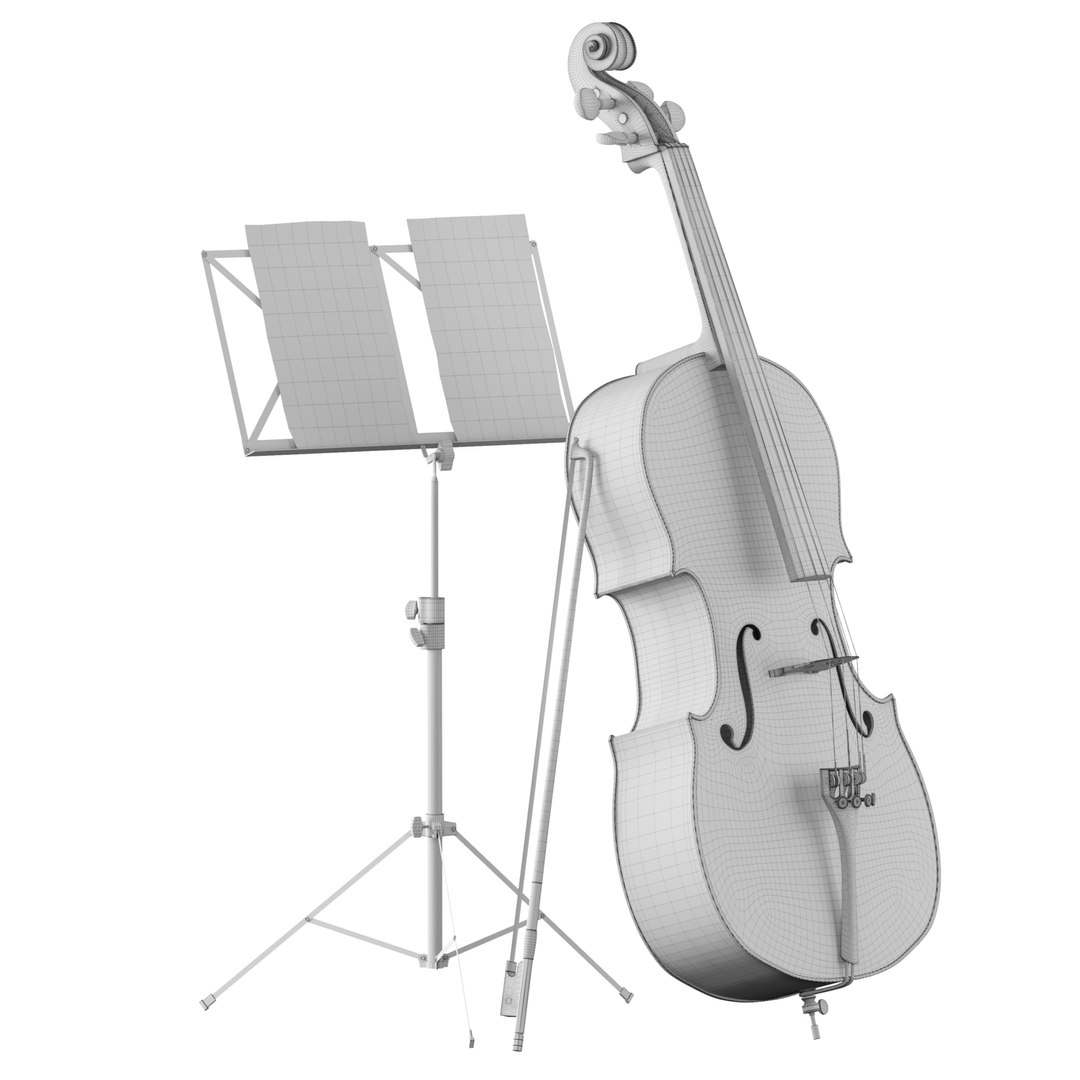 Wooden Cello With Musical Notes And Music Stand 3D - TurboSquid 2086642