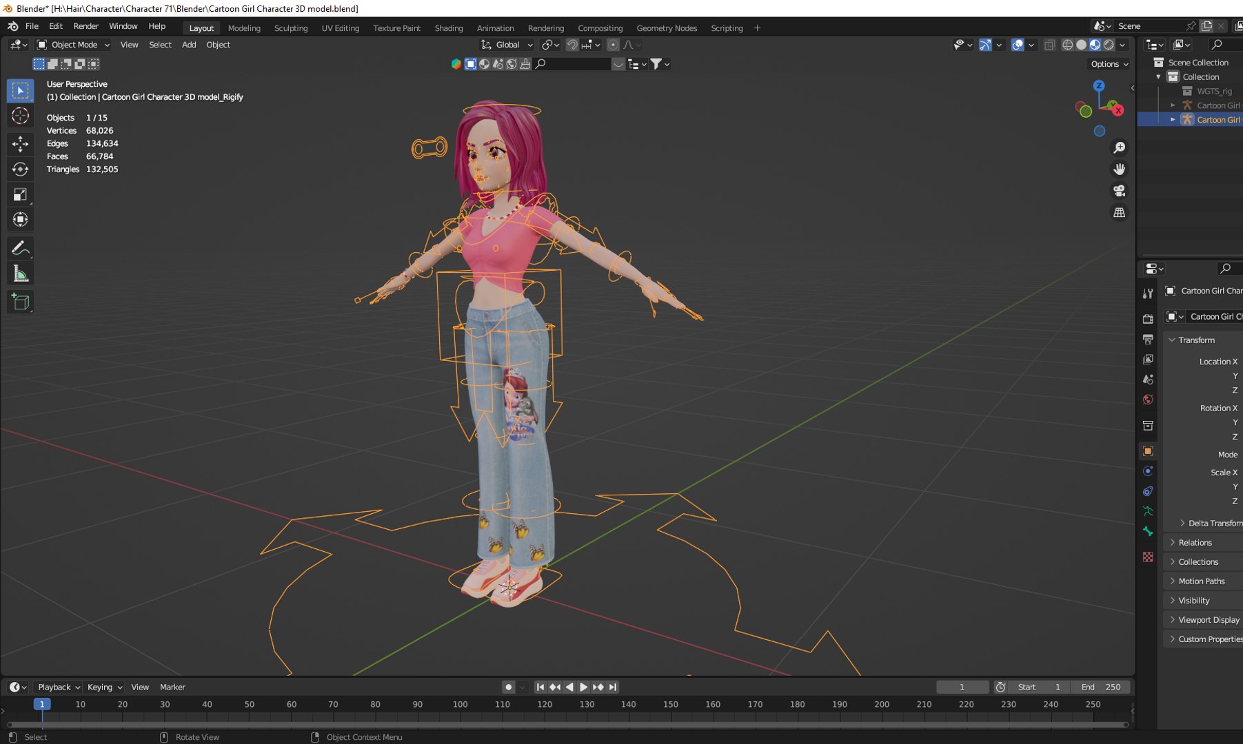 Cartoon Rigged Girl Character 3D model 3D - TurboSquid 2154803
