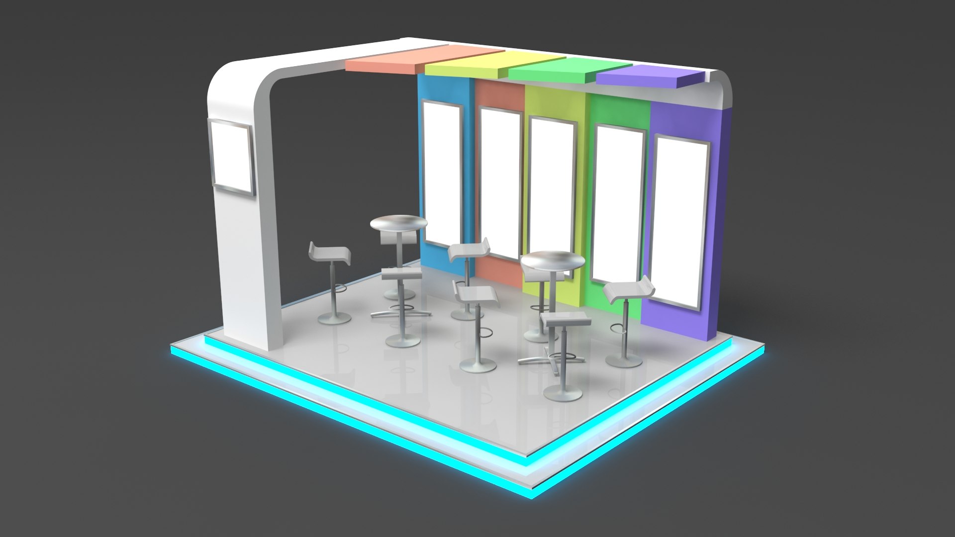 Stand Booth Colorful Backdrop 3D - TurboSquid 1937362