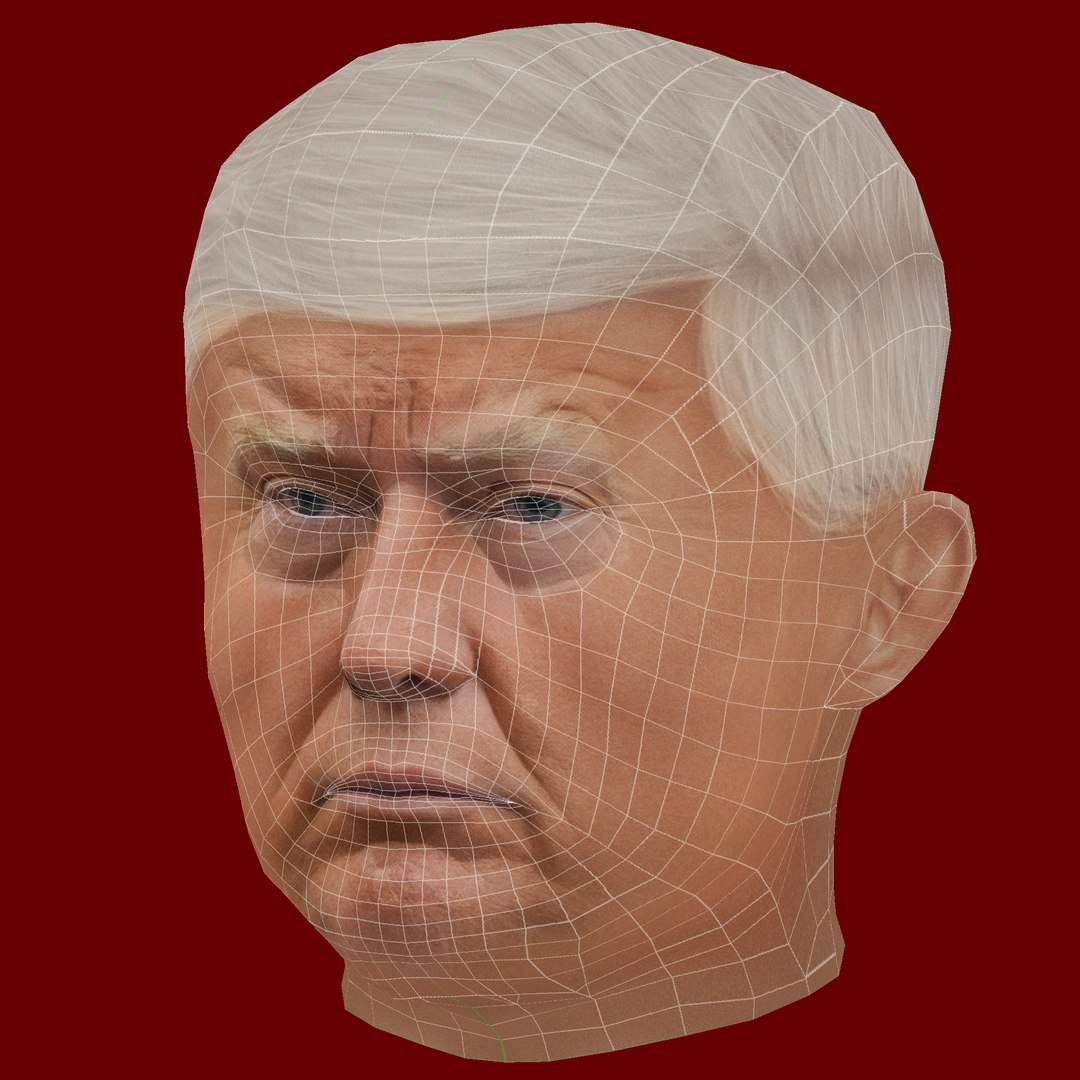Low Poly Head Of The President - Donald Trump Model - TurboSquid 2206355